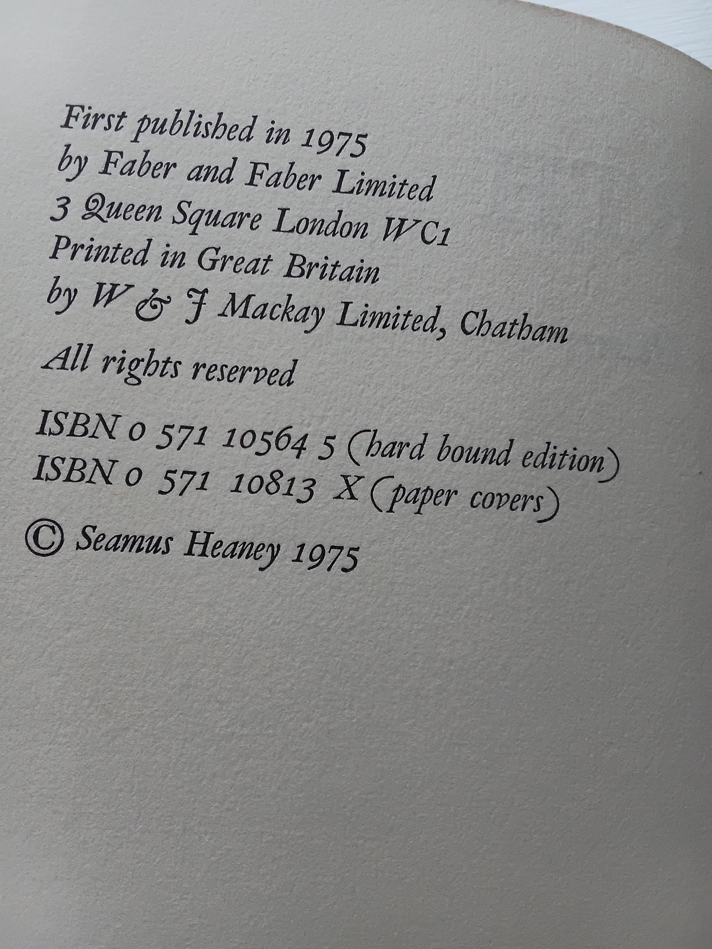 North (1st paperback printing) by Heaney, Seamus: Good Soft cover (1975 ...