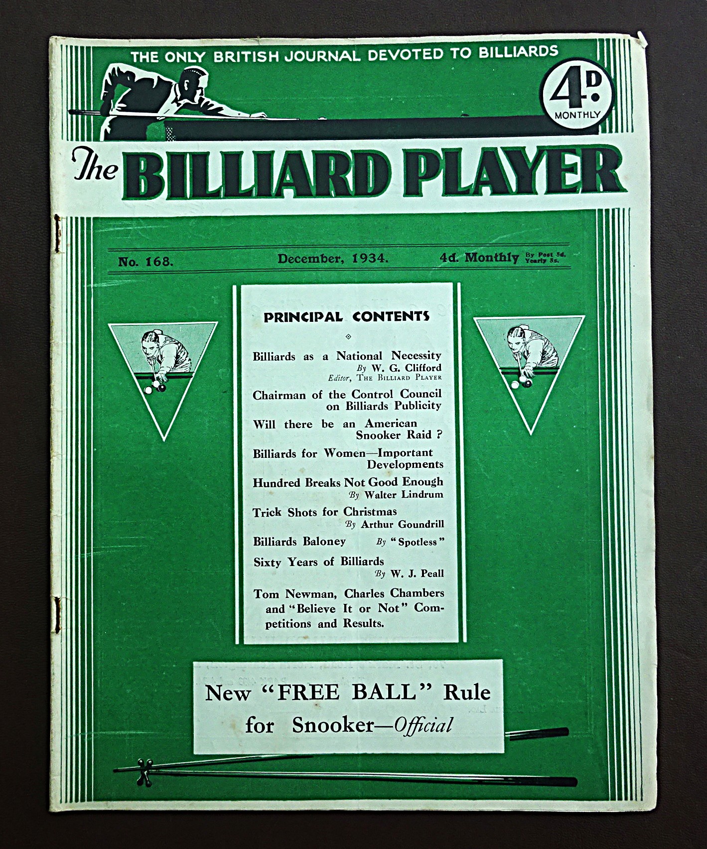 The Billiard Player, No 168, December 1934. The only British Journal ...