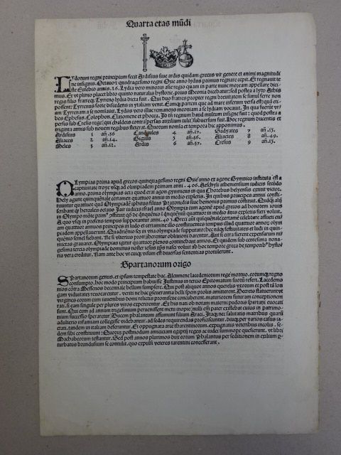 Quarta etas mundi. Textblatt LIIII mit Holzschnitten aus Schedels ...