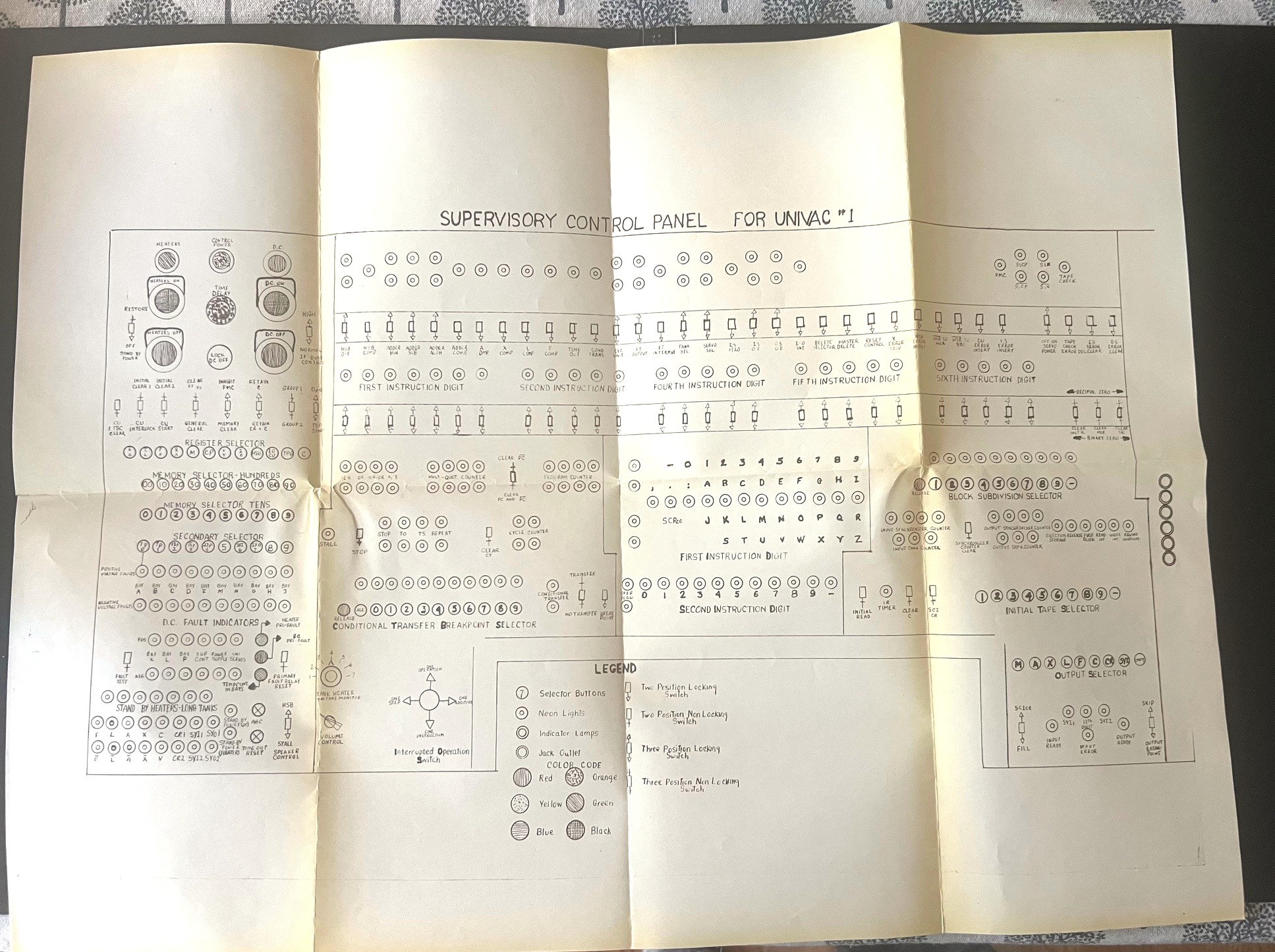 UNIVAC I Supervisory Control Panel Schematic by UNIVAC. **Original ...