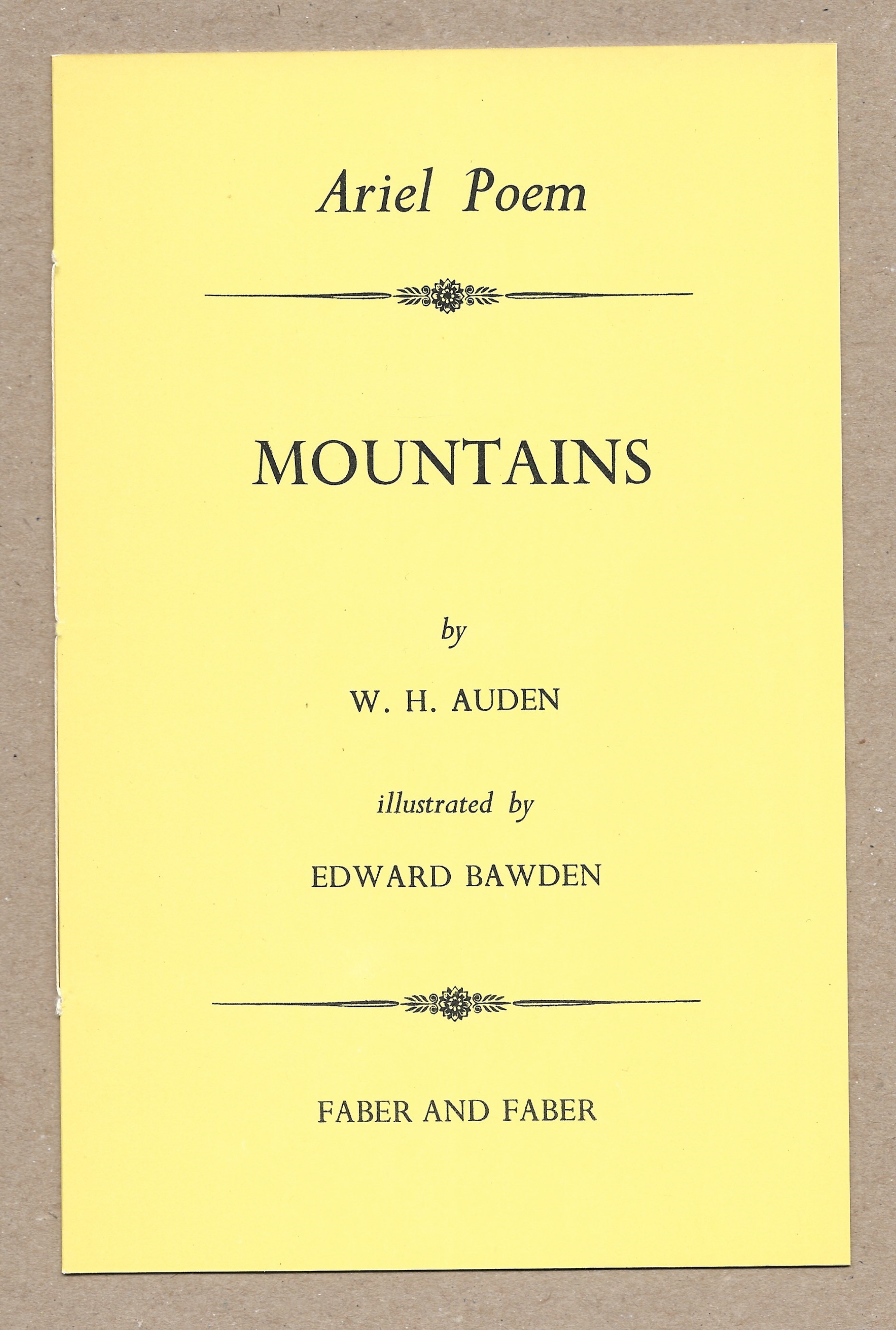 Mountains [Ariel Poem, new series with envelope] by W. H. Auden: Fine ...