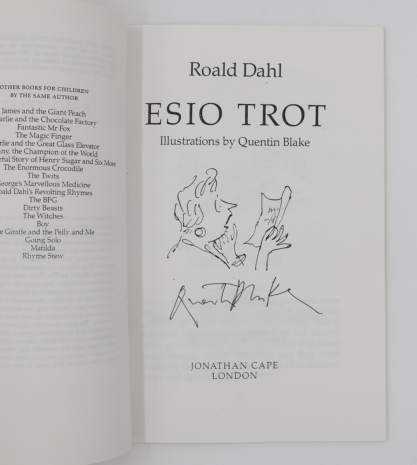 ESIO TROT by DAHL, Roald; illustrated by BLAKE, Quentin: (1990 ...