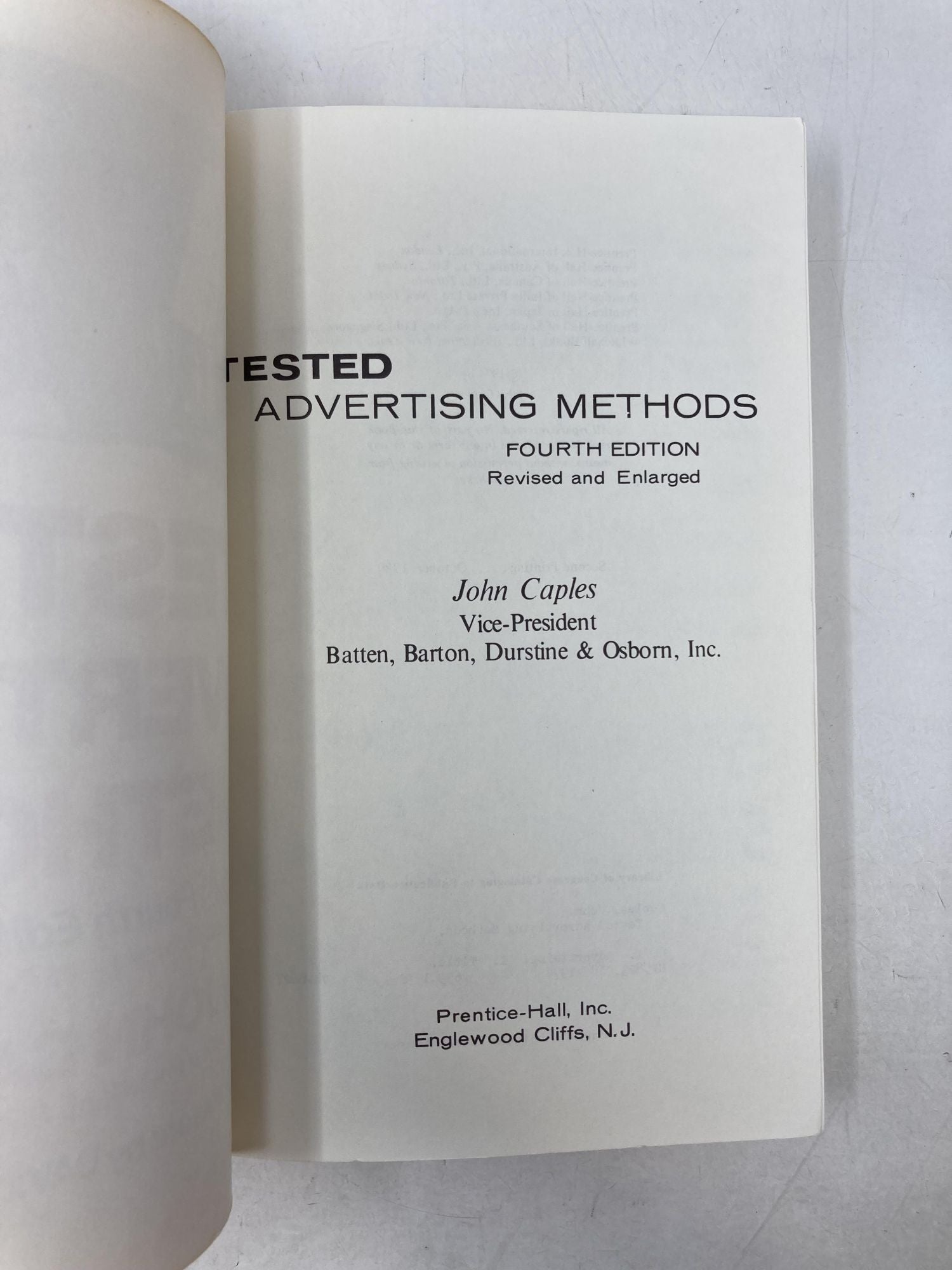 Tested Advertising Methods, 4th Edition by Caples, John: Very Good ...