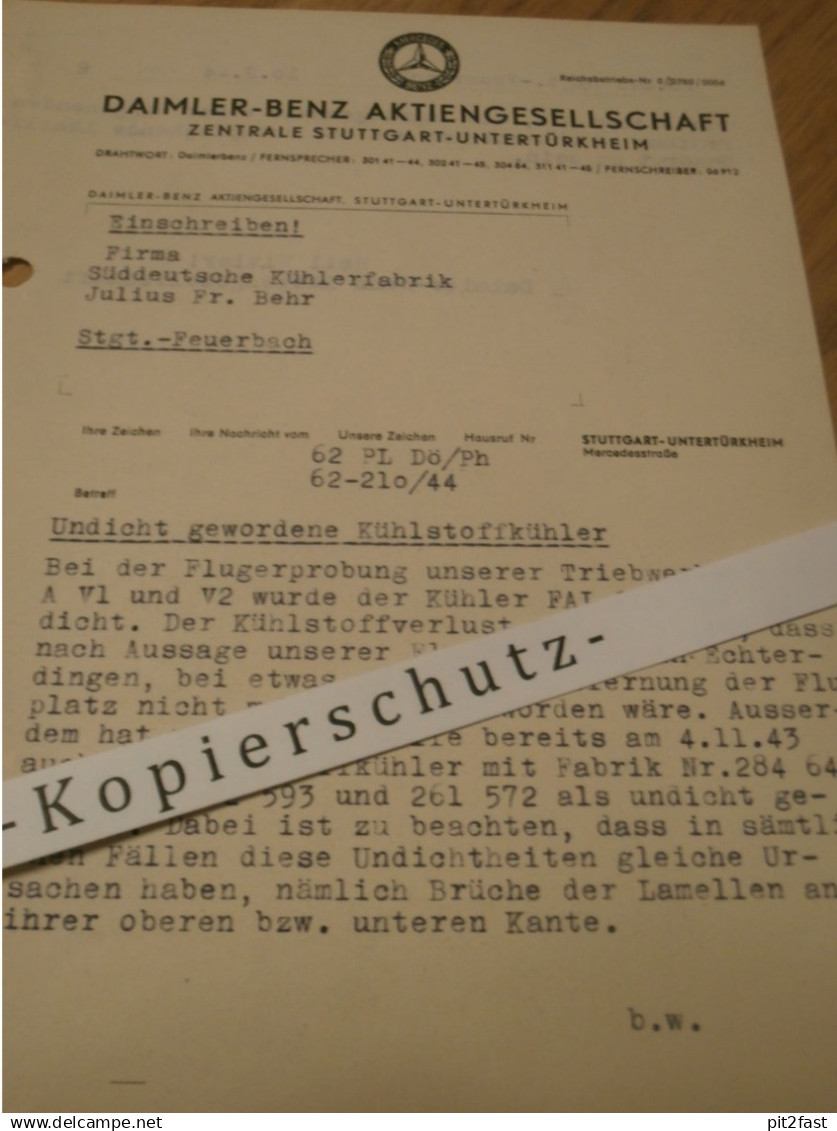 Daimler Benz - V1 und V2 Erprobung 1944, Flugzeugbau , Backnang DB 603 ...