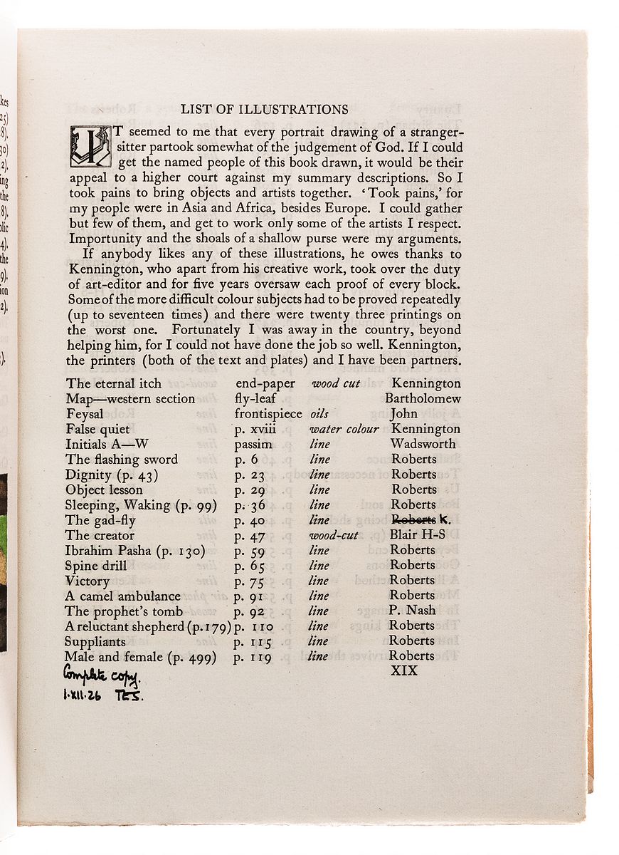 Seven Pillars of Wisdom. by LAWRENCE, T.E.: (1926) | Robert Frew Ltd ...