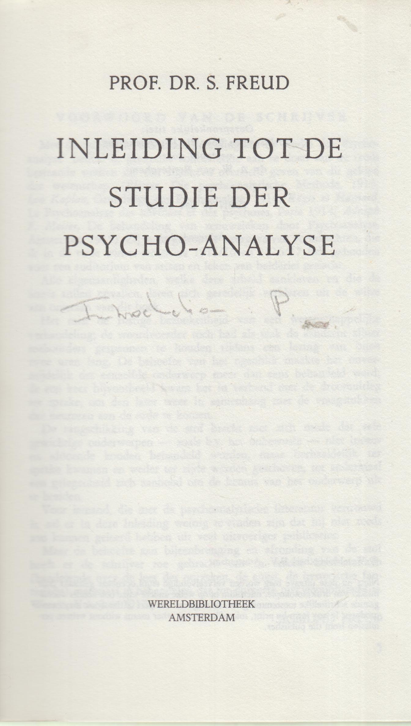 Inleiding tot de psycho-analyse by Sigmund Freud: Comme neuf Couverture souple (1979) Edition ...