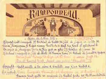 Menu for Le Ramponneau von Le Ramponneau: Manuskript / Papierantiquität ...