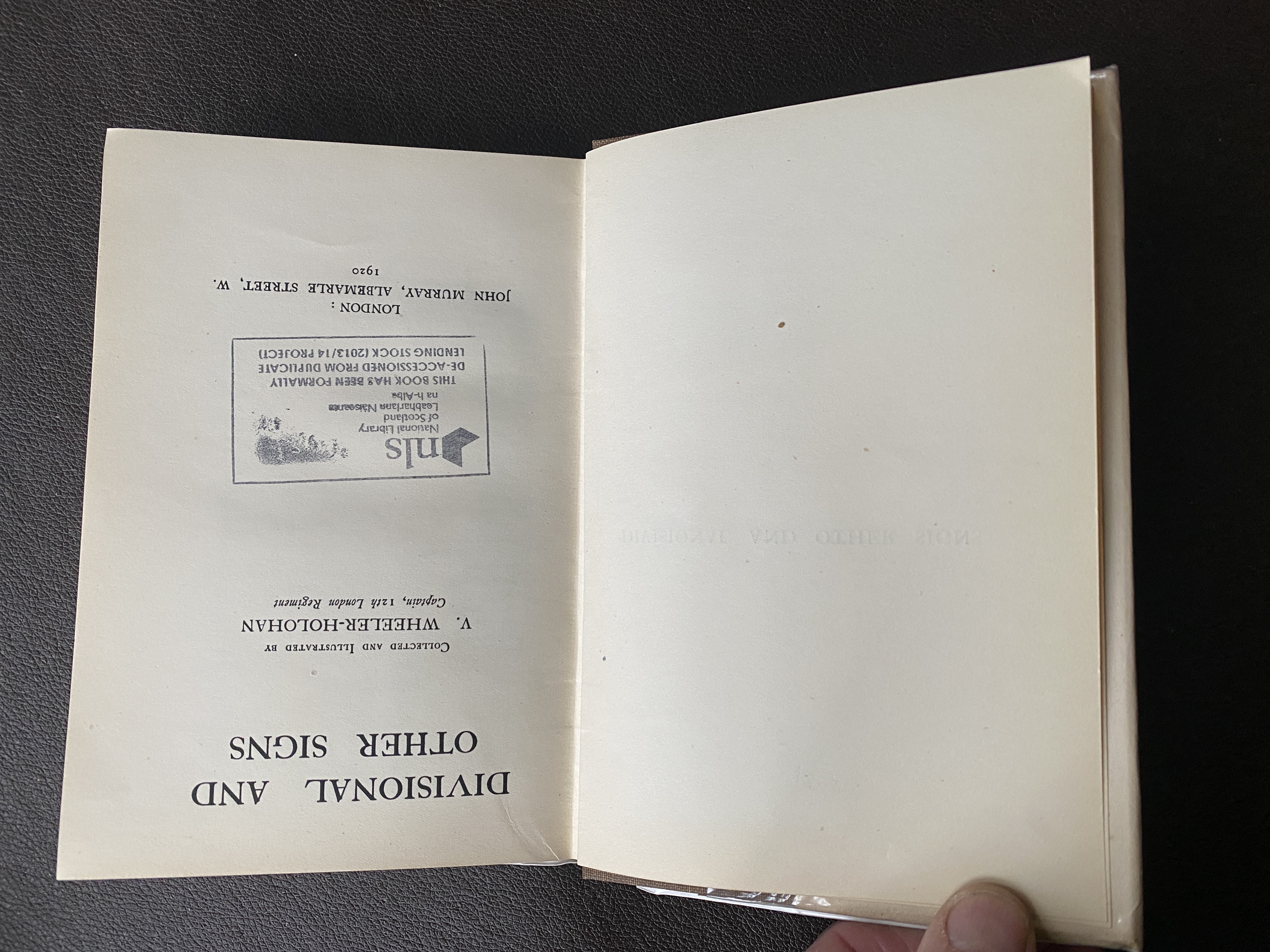 Divisional and Other Signs by V Wheeler-Holohan: Very Good Hardcover ...