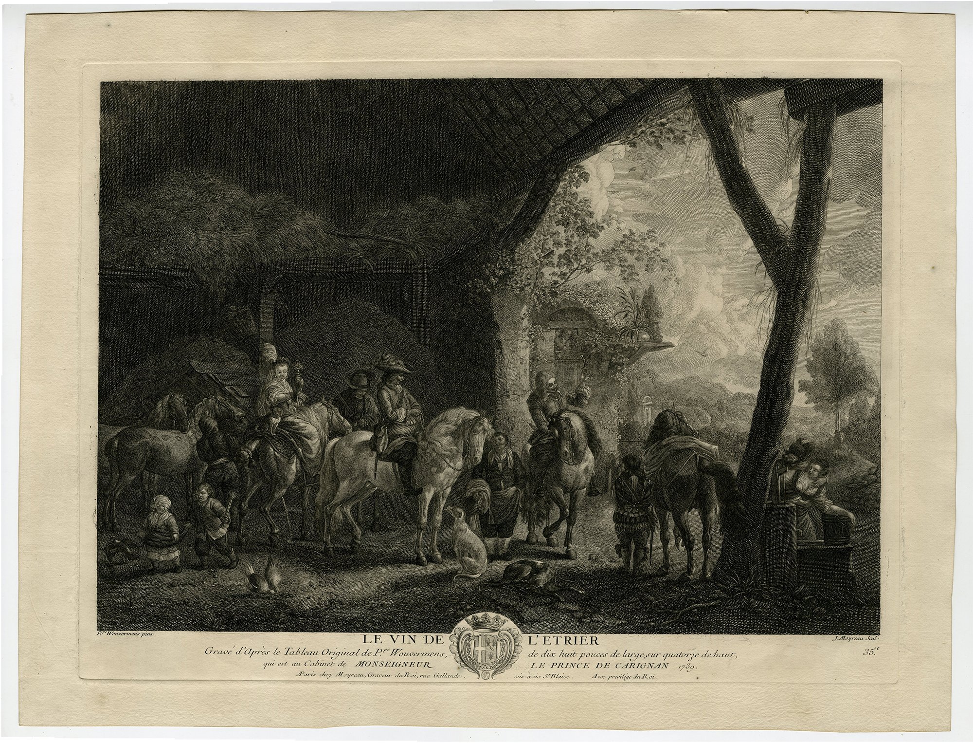 Antique Master Print-VIN-DE-L-ETRIER-WINE-STIRRUP-HORSES-Moyreau ...