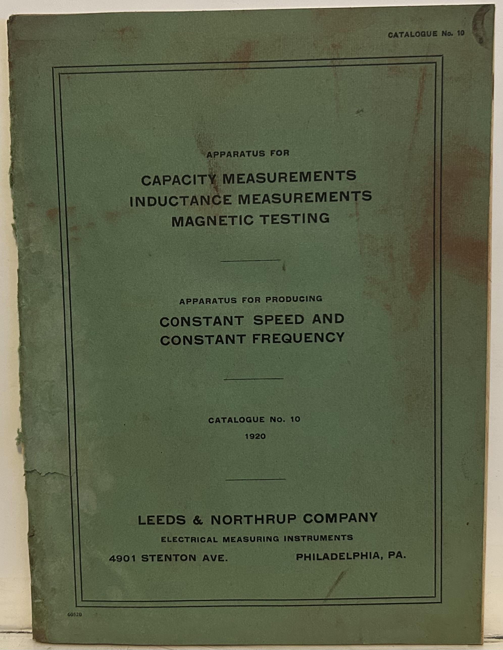 Apparatus for Capacity Measurements, Inductance Measurements, Magnetic ...