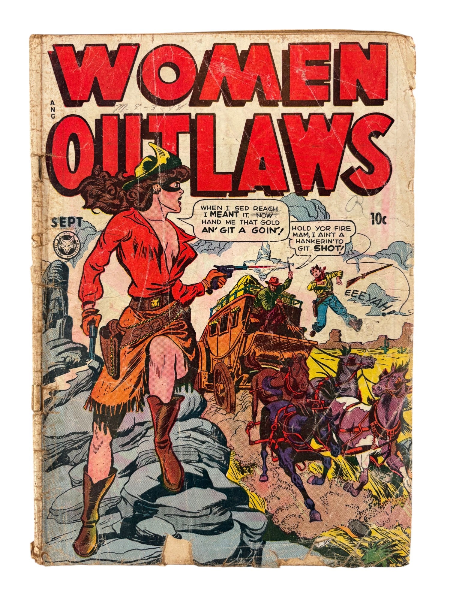Rare 1940s First Edition Pulp Comic Featuring Gunslinging Female ...
