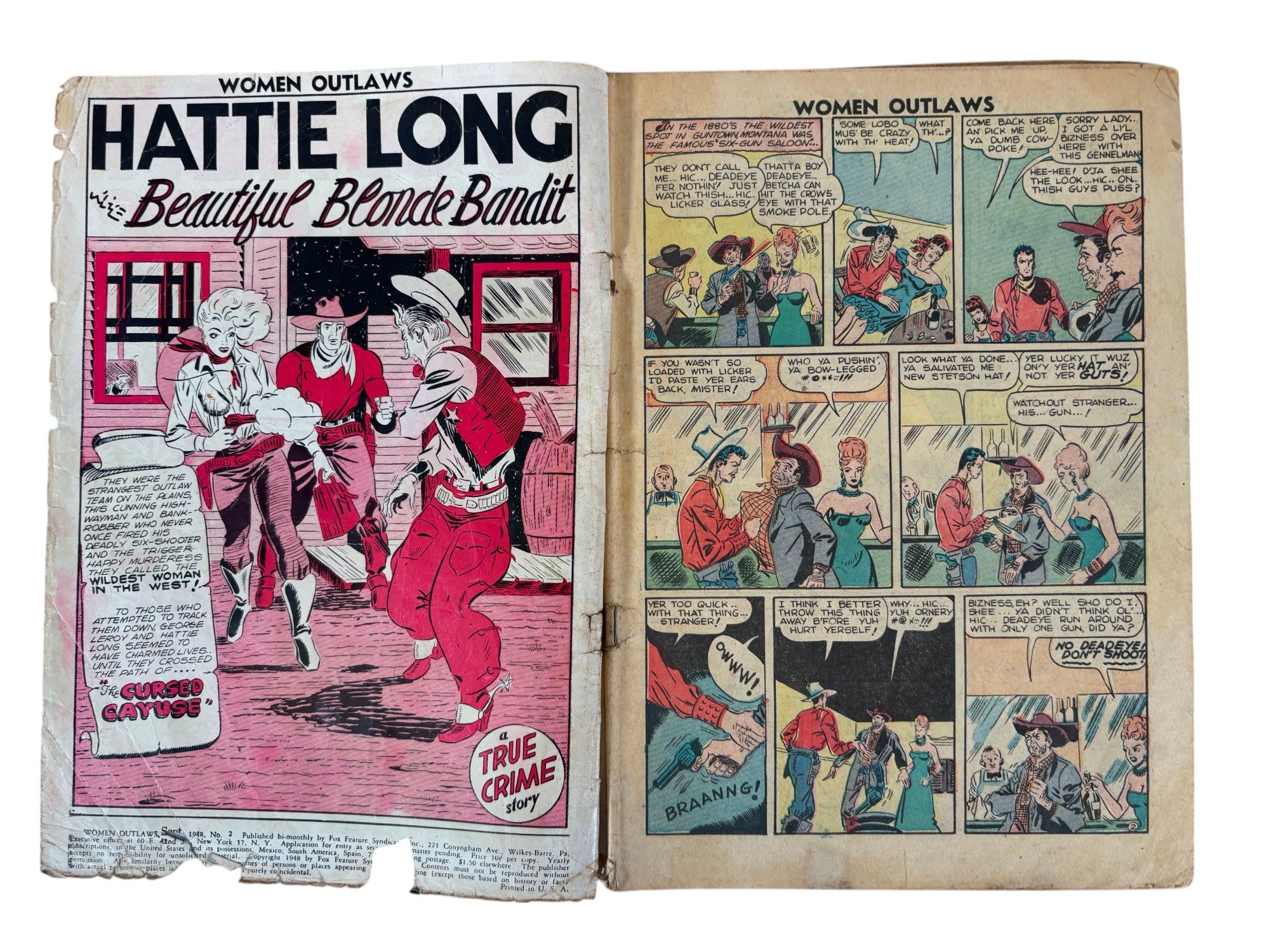 Rare 1940s First Edition Pulp Comic Featuring Gunslinging Female ...