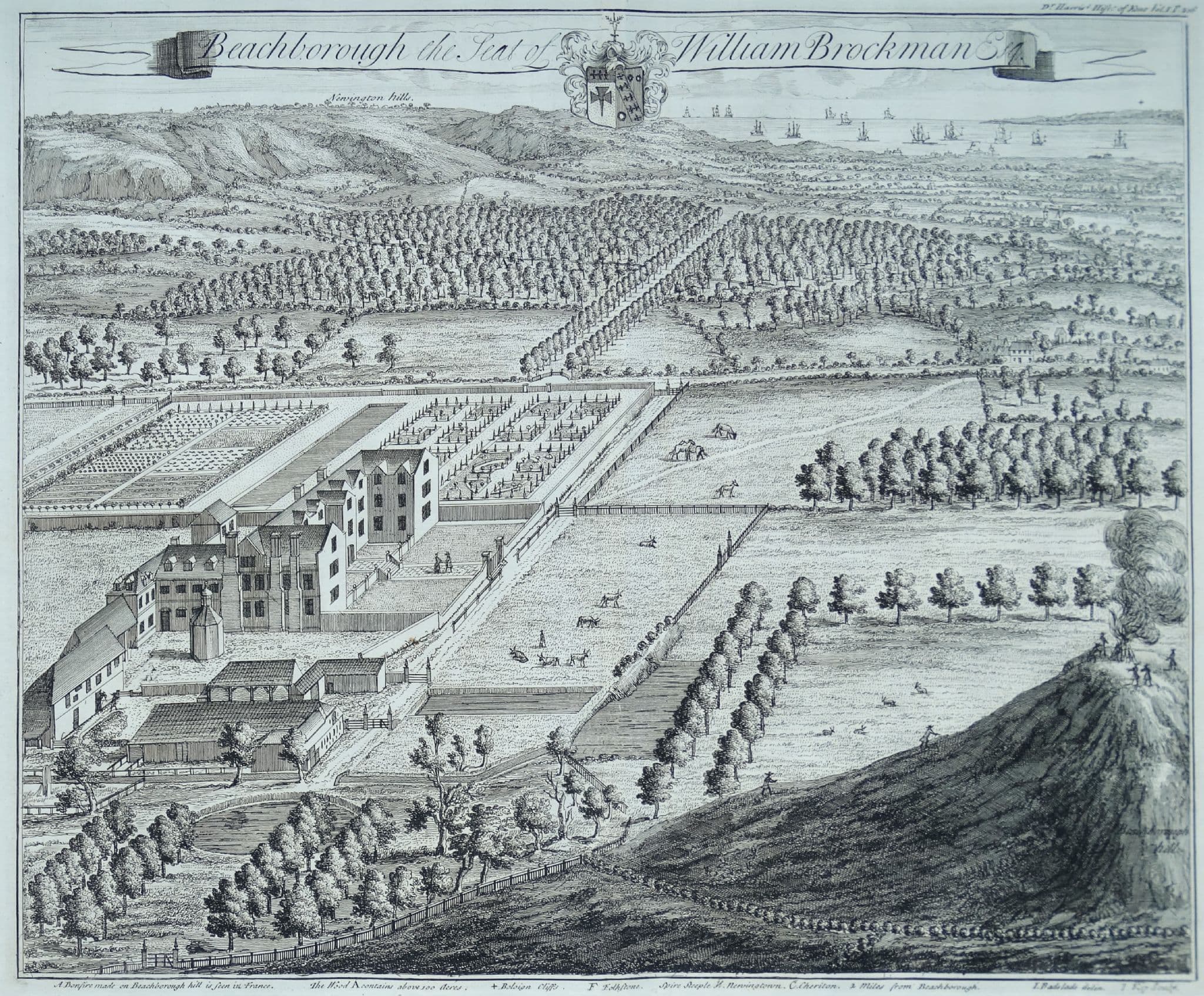 Antique Print BEACHBOROUGH, Etchinghill, Kent Original Johannes KIP ...