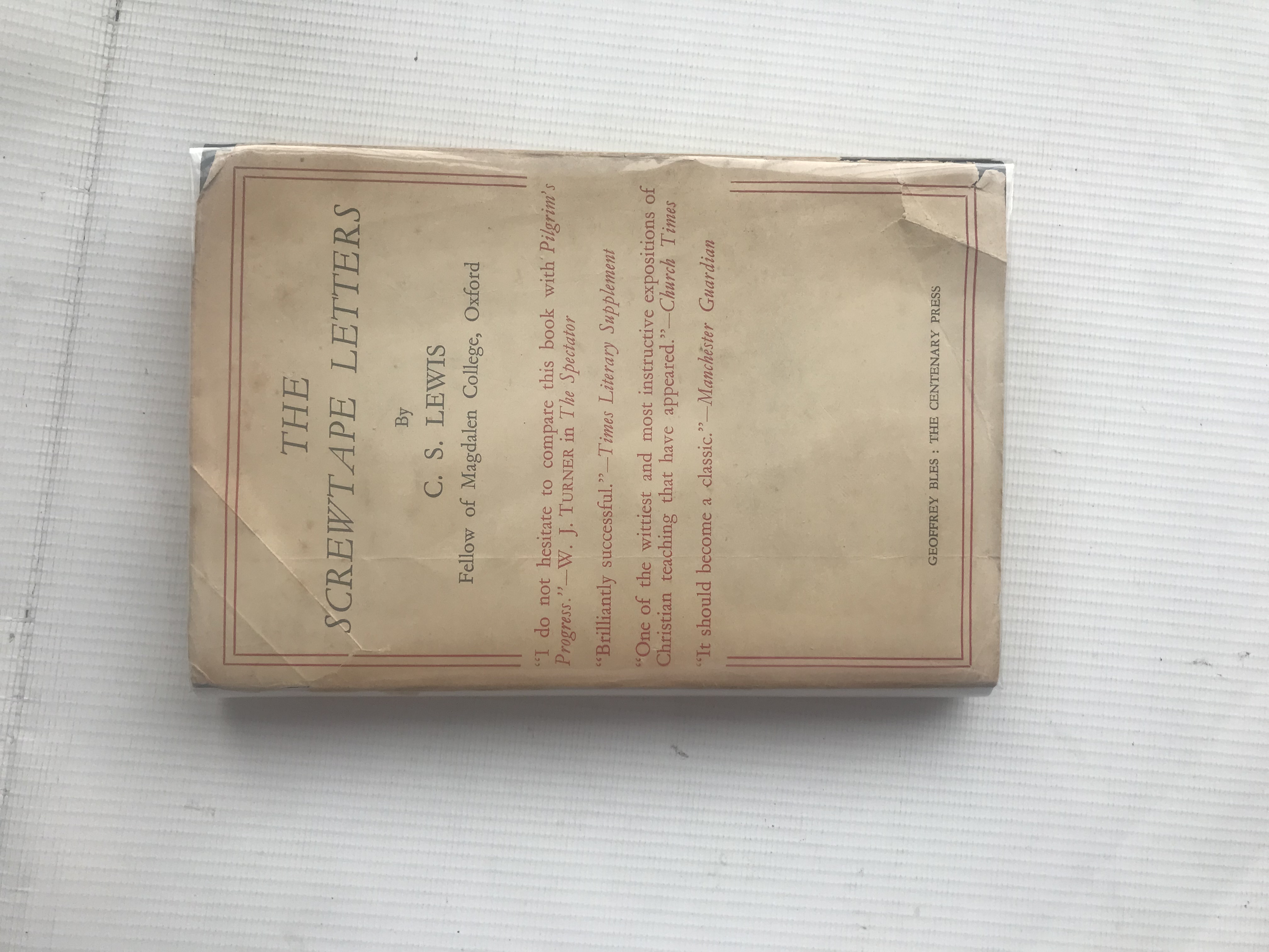 The Screwtape Letters by Lewis, C.S.: Very Good Hardcover (1943 ...