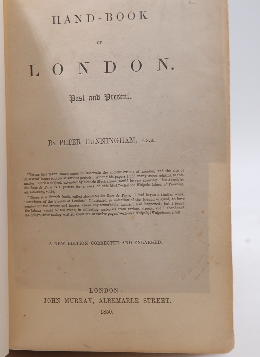 Hand-Book of London. Past and Present by Peter Cunningham: Good ...