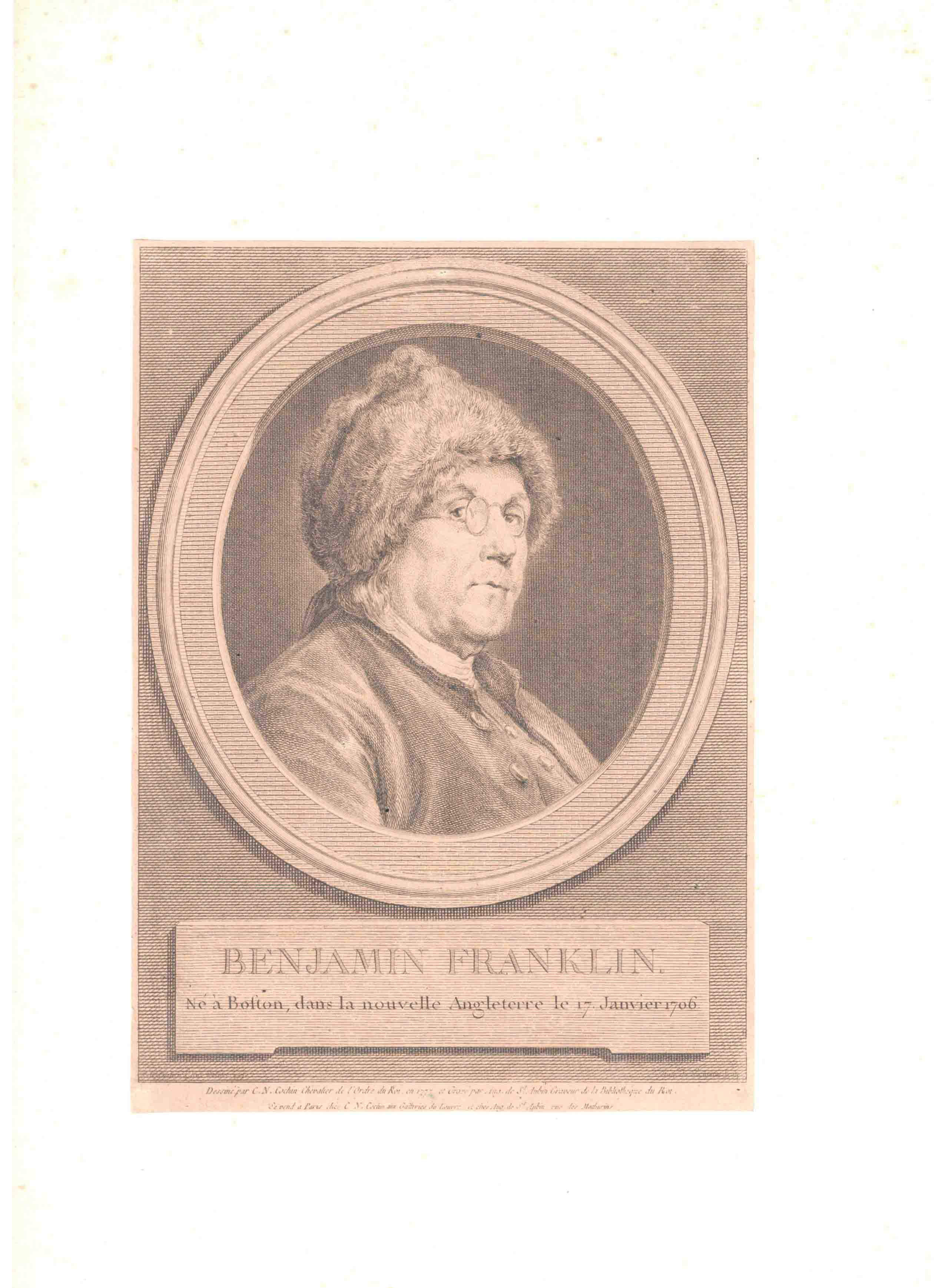Benjamin Franklin, NÃ Ã Boston le 17 Janvier 1706. by Cochin, Charles ...