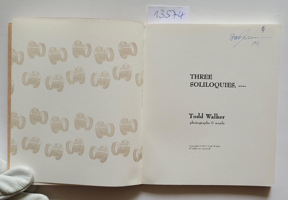 Three Soliloquies : Photographs And Words : (fast neuwertig) : rare Limited Edition : von Walker ...