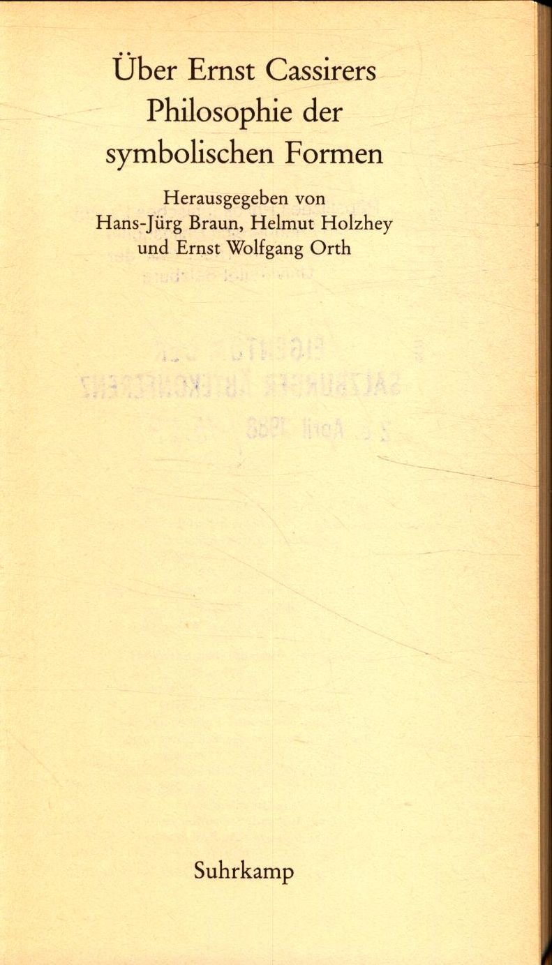 Über Ernst Cassirers Philosophie der symbolischen Formen von Orth ...