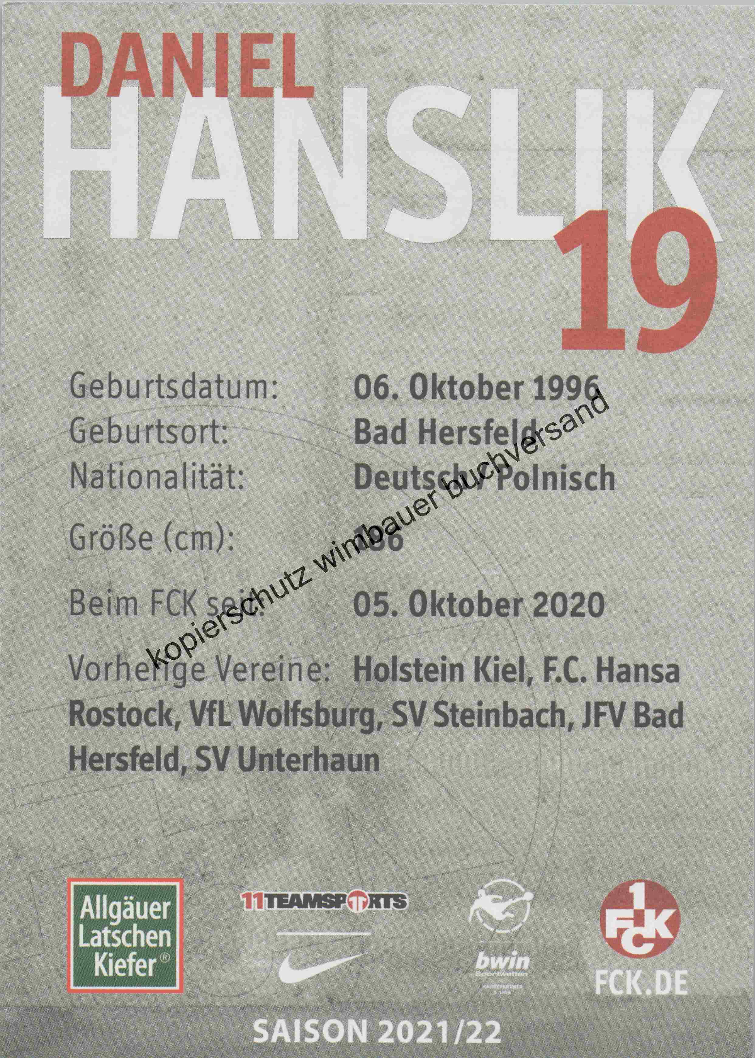 Original Autogramm Daniel Hanslik FC Kaiserslautern /// Autograph ...