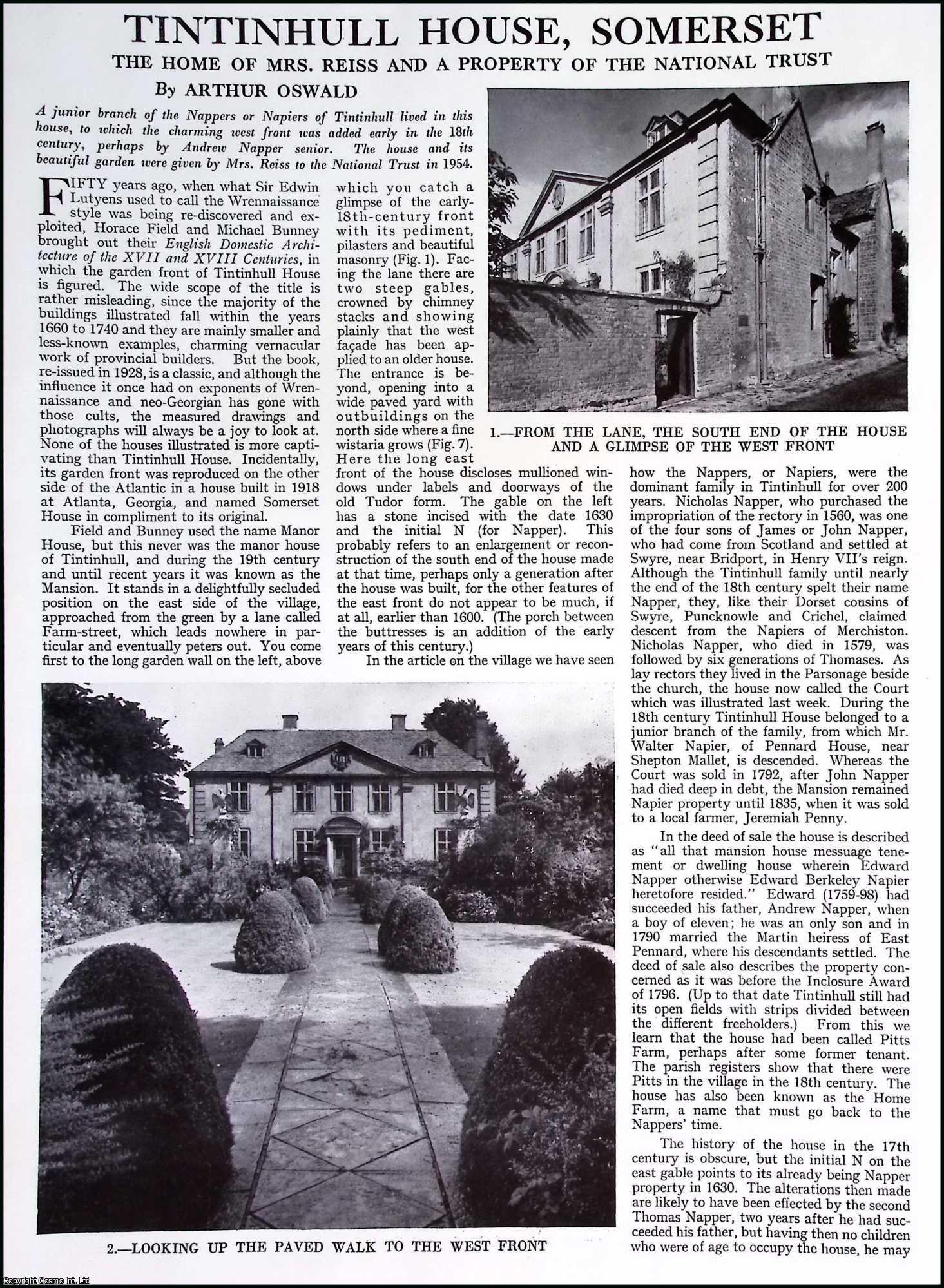 Tintinhull House, Somerset. The Home of Mrs. Reiss & a Property of The ...