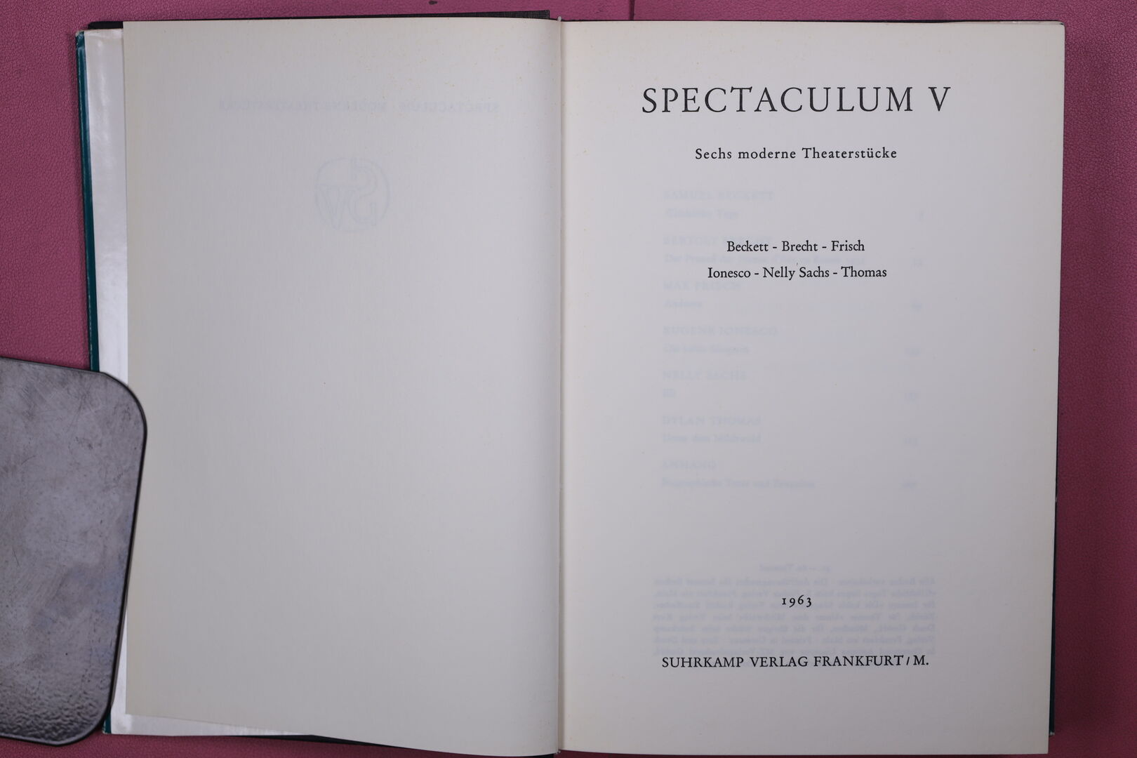 SPECTACULUM V. Sechs moderne Theaterstücke von Beckett Samuel, Brecht ...