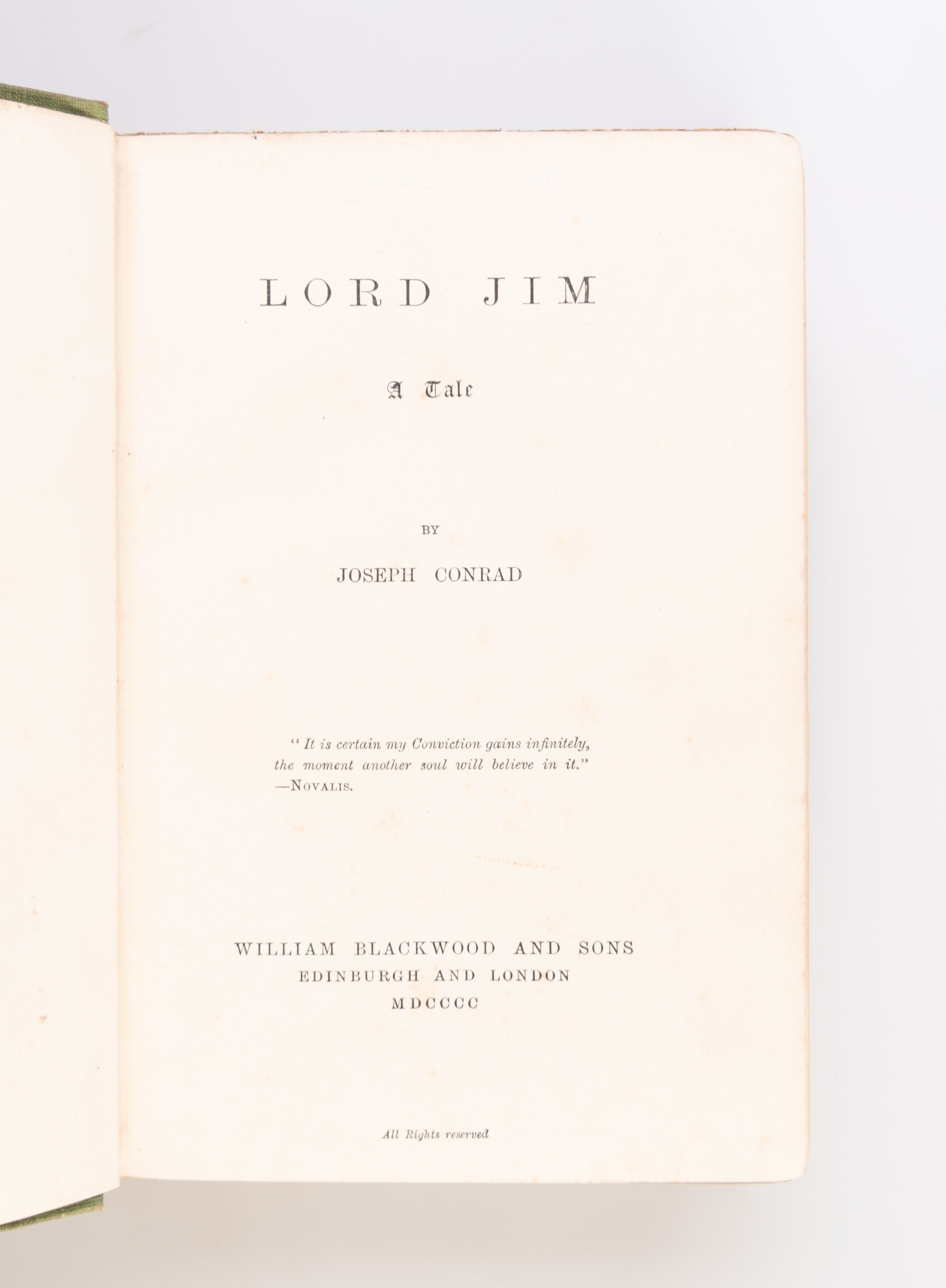 Lord Jim. A Tale. by CONRAD (Joseph).: (1900) Manuscript / Paper ...