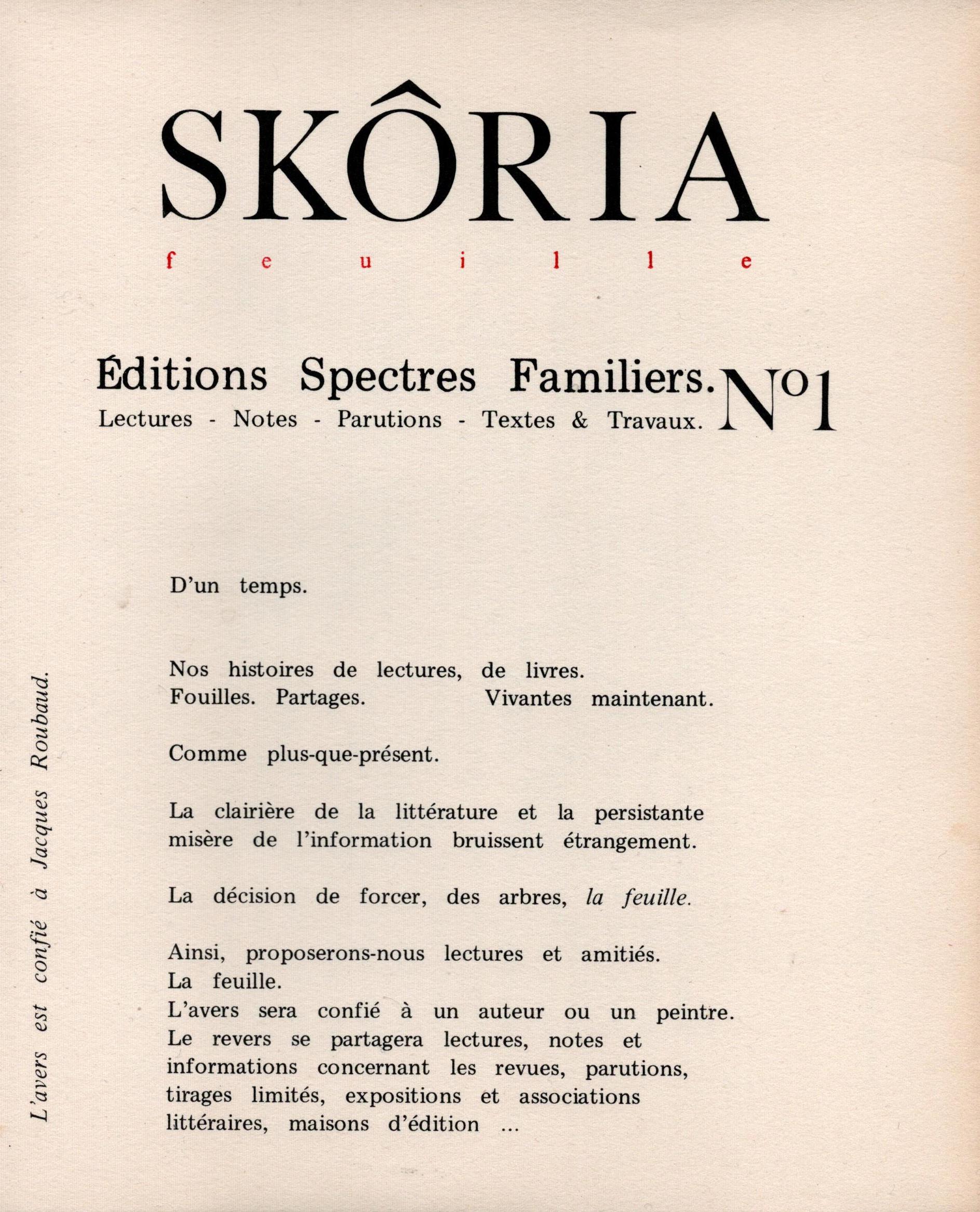 SKORIA. Feuille. by [Revue].: (1982) Magazine / Periodical | Librairie ...
