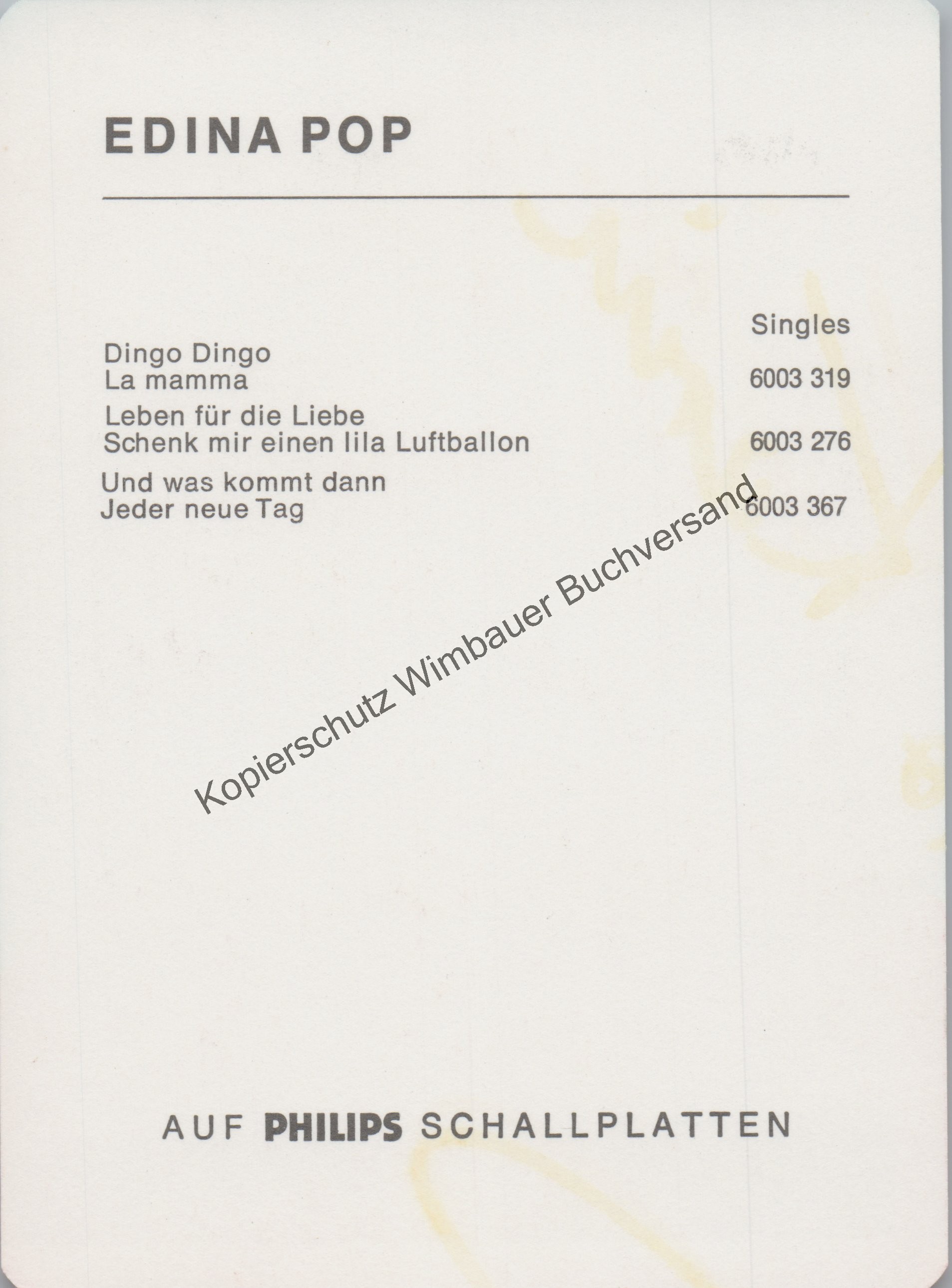 Original Autogramm Edina Pop /// Autogramm Autograph signiert signed ...