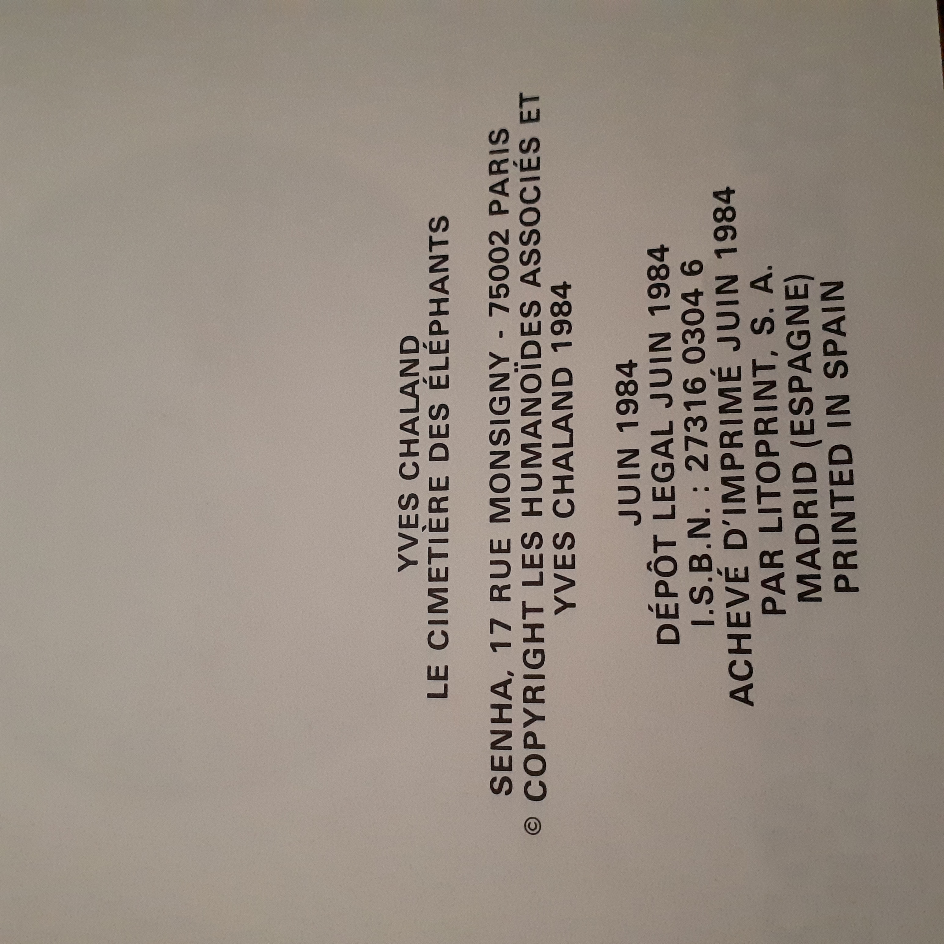 le cimetière des élèphants freddy lombard par yves chaland: (1984) Edition originale Bande ...