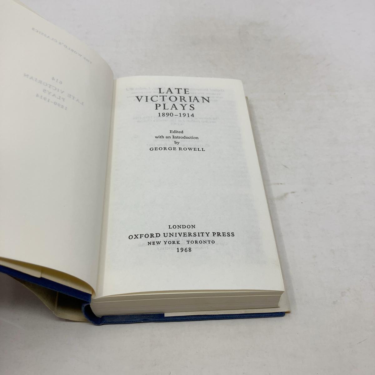 Late Victorian Plays 1890-1914 by George Rowell: Very Good Hardcover ...