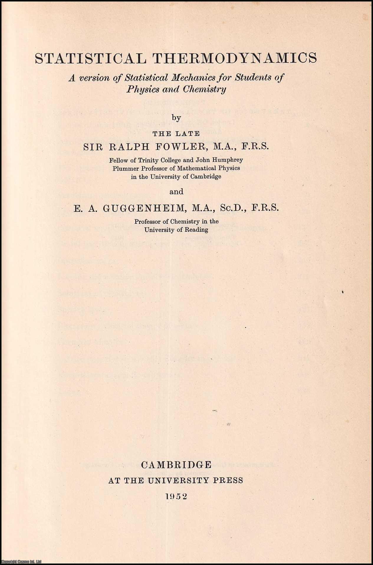 Statistical Thermodynamics : A version of Statistical Mechanics for ...