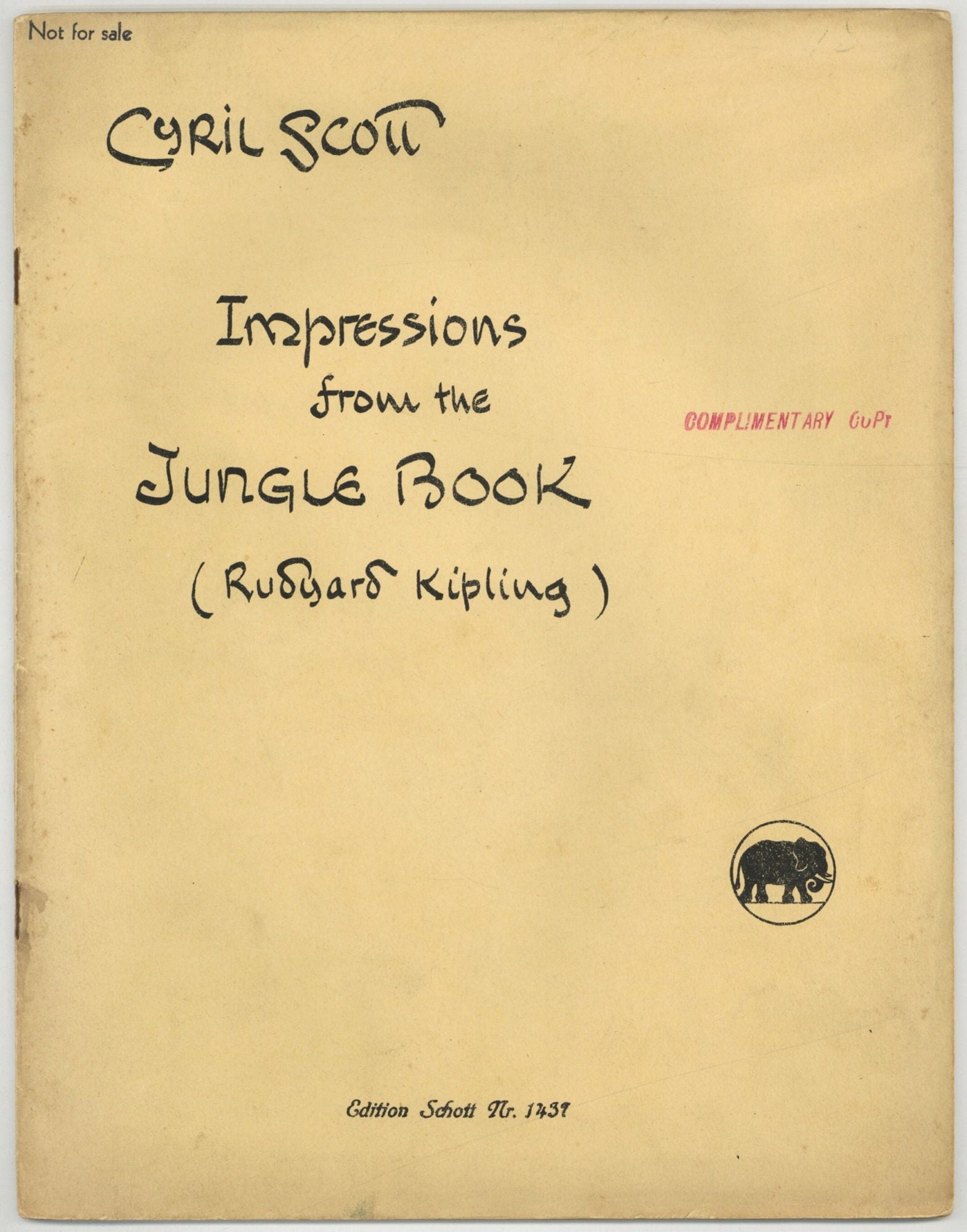 [Sheet music]: Impressions from the Jungle Book by (KIPLING, Rudyard), Cyril Scott: Very Good ...