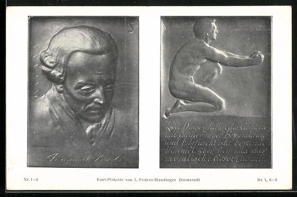Ansichtskarte Philosoph Immanuel Kant auf einer Plakette: Manuscript ...