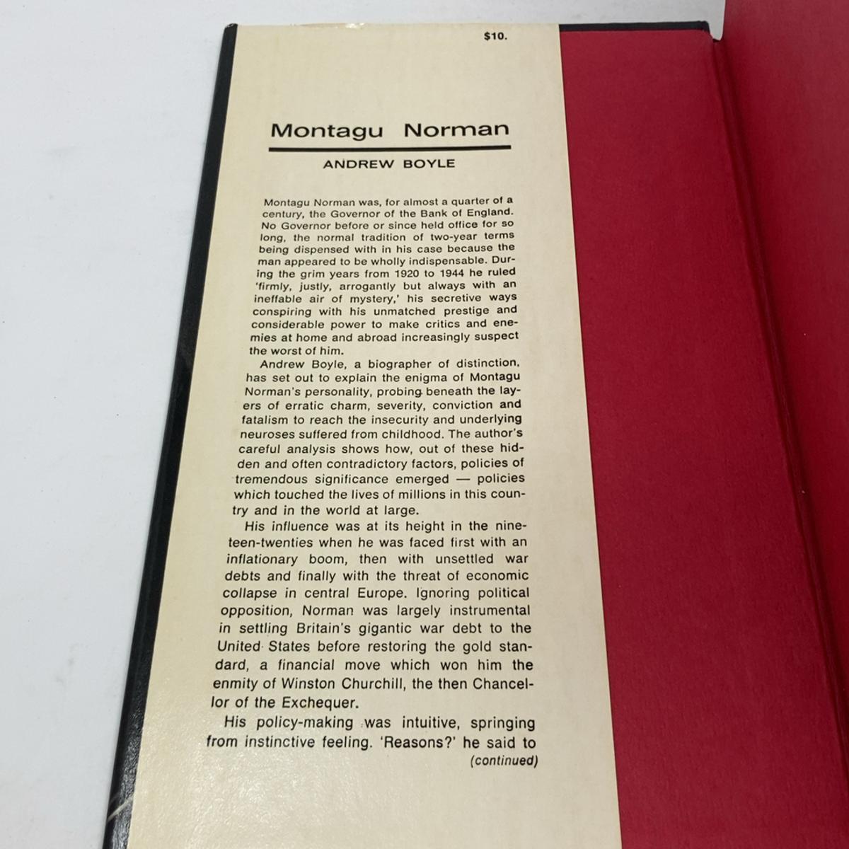 Montagu Norman : A Biography by Andrew Boyle: Very Good Hardcover (1967 ...