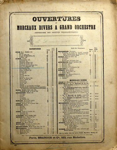 Ouvertures et morceaux divers à grand orchestre (Répertoire des ...