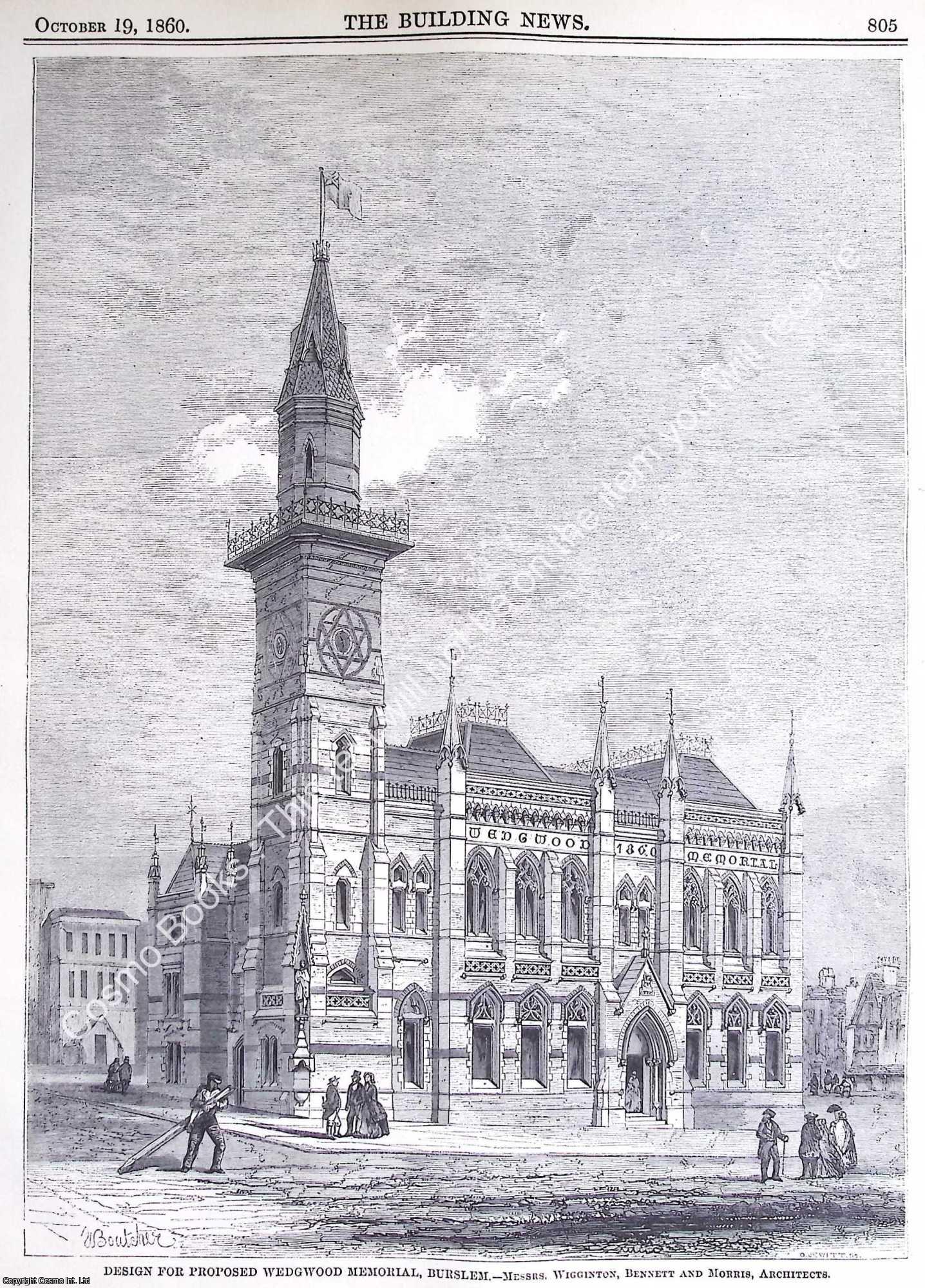 1860 : Proposed Wedgwood Memorial, Burslem. Messrs. Wigginton, Bennett ...