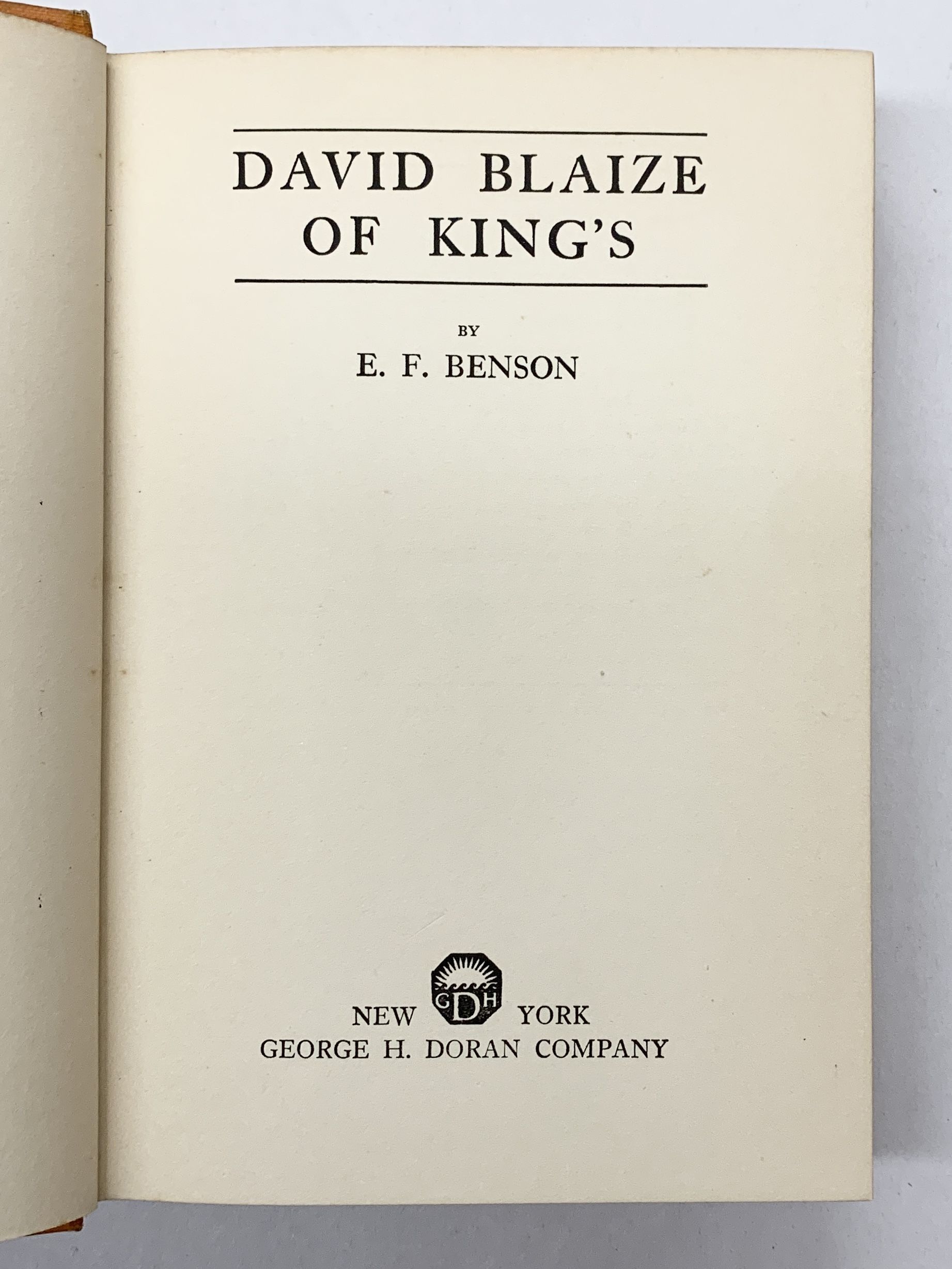 David Blaize of King's by Benson, E F: Very good Hardcover (1924) First ...