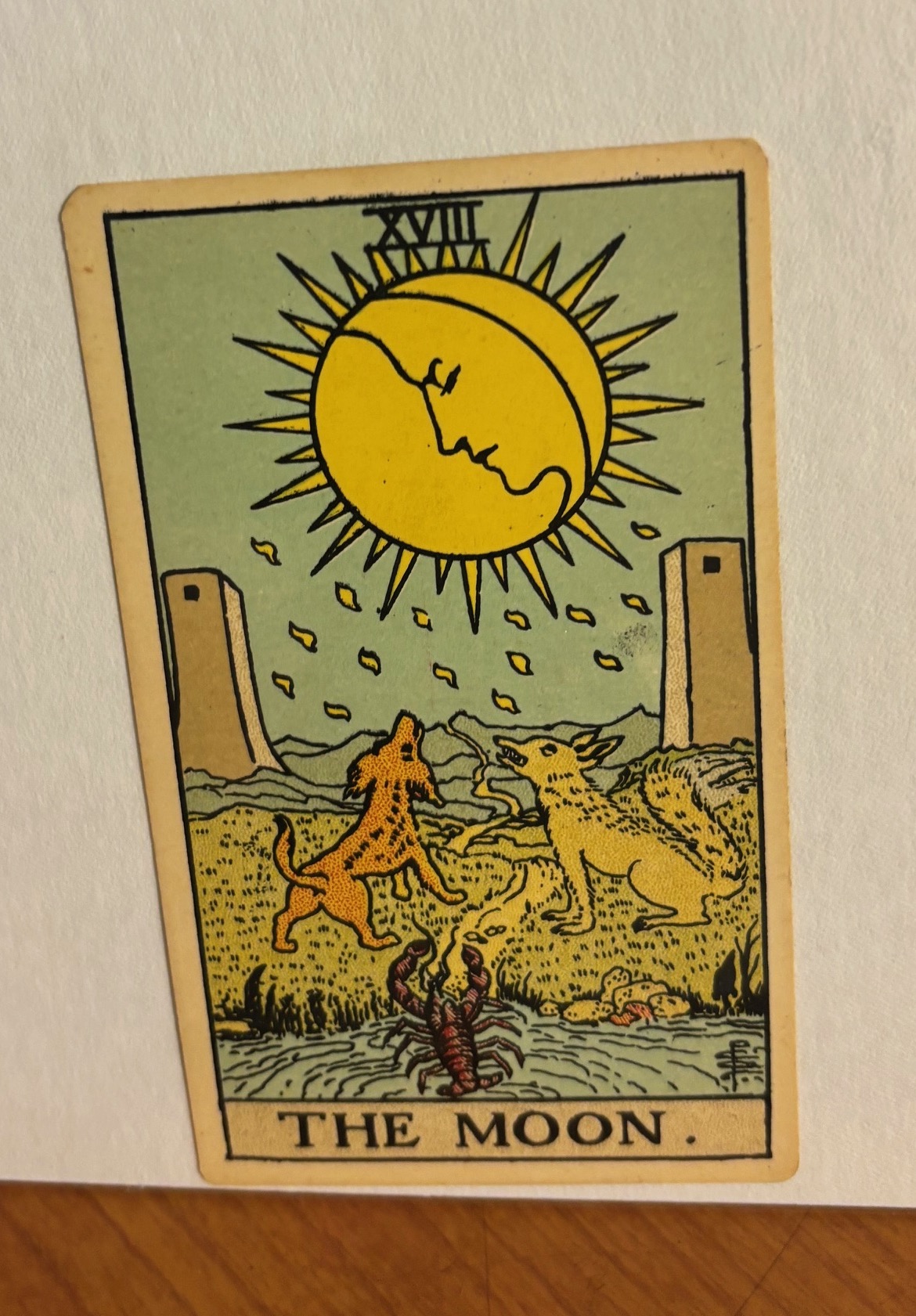 Original Rider Waite Tarot Deck Card. The Moon. Card XVIII. Major ...
