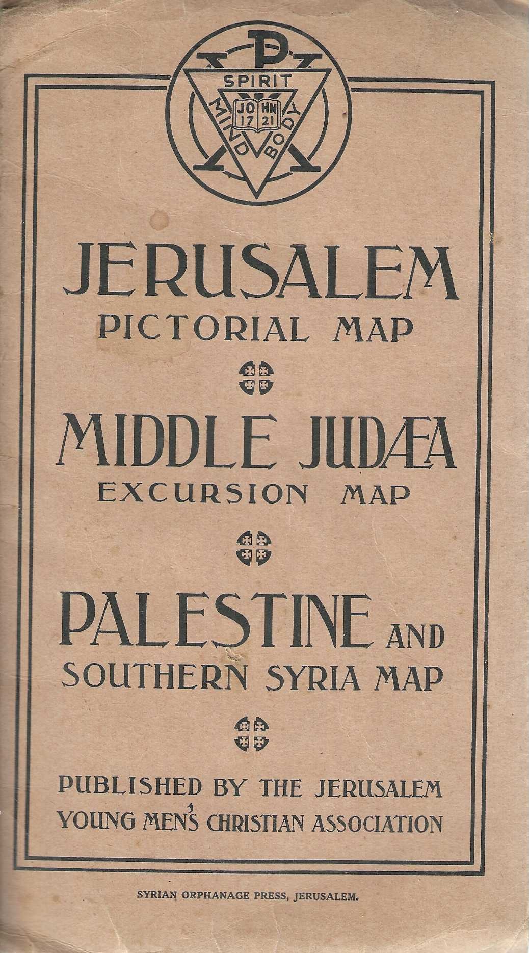 Jerusalem Pictorial Map. Middle Judaea Excursion Map. Palestine and ...