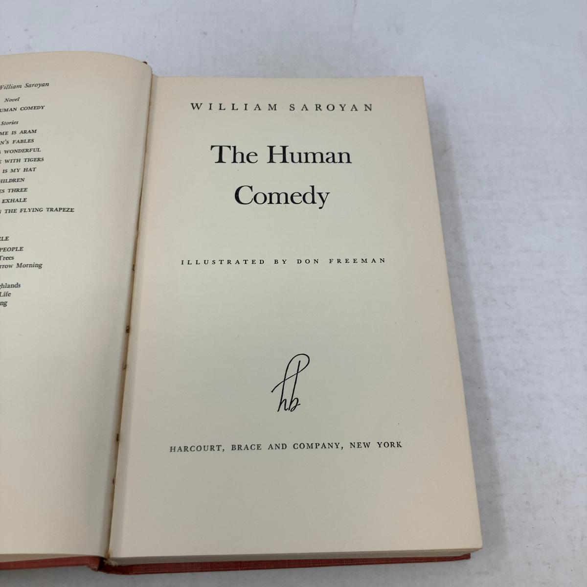 The Human Comedy by William Saroyan: Very Good Hardcover (1943) First ...