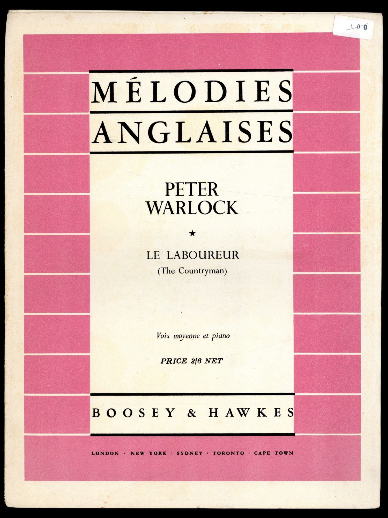 [Sheet music]: The Countryman (Le Laboureur) by CHALKHILL, JOHN, words by, and Peter Warlock ...