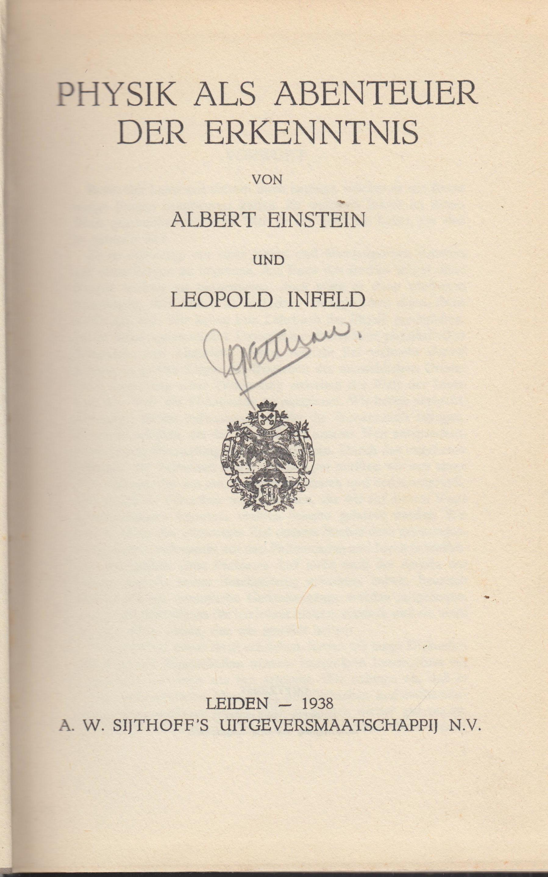 Physik als Abenteuer der Erkenninis by Albert Einstein und Leopold Infeld: Bon Couverture rigide ...