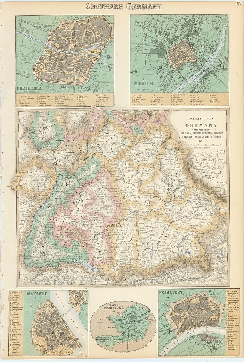 Southern Germany. by BARTHOLOMEW, J.: (1862) Map | Robert Frew Ltd. ABA ...