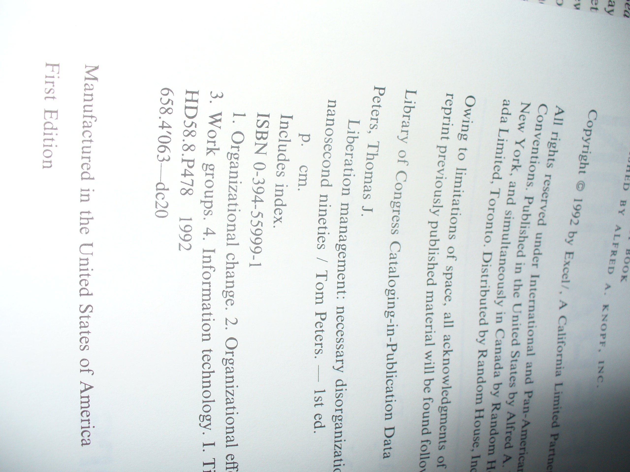 Liberation Management Necessary Disorganization for the Nanosecond ...