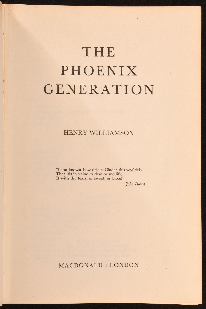 The Phoenix Generation & The Dark Lantern by Henry Williamson: Very Good Cloth (1965) First ...
