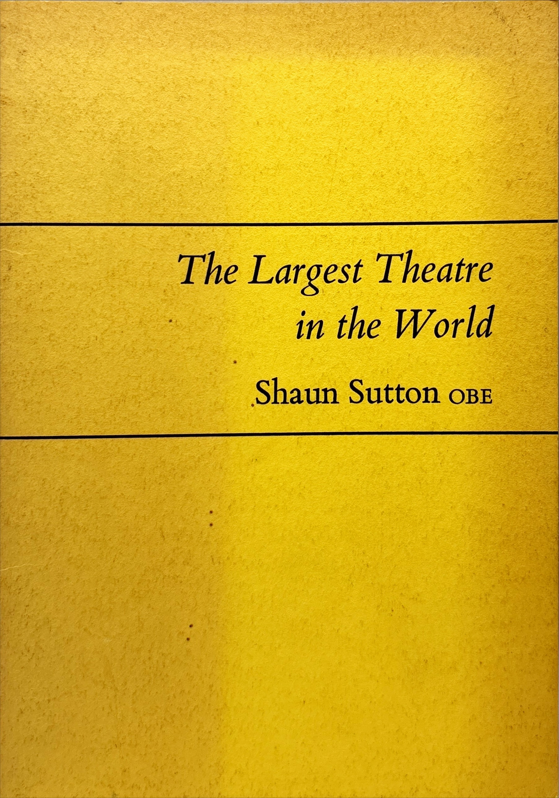 The Largest Theatre In The World The Flemming Memorial Lecture by Shaun ...
