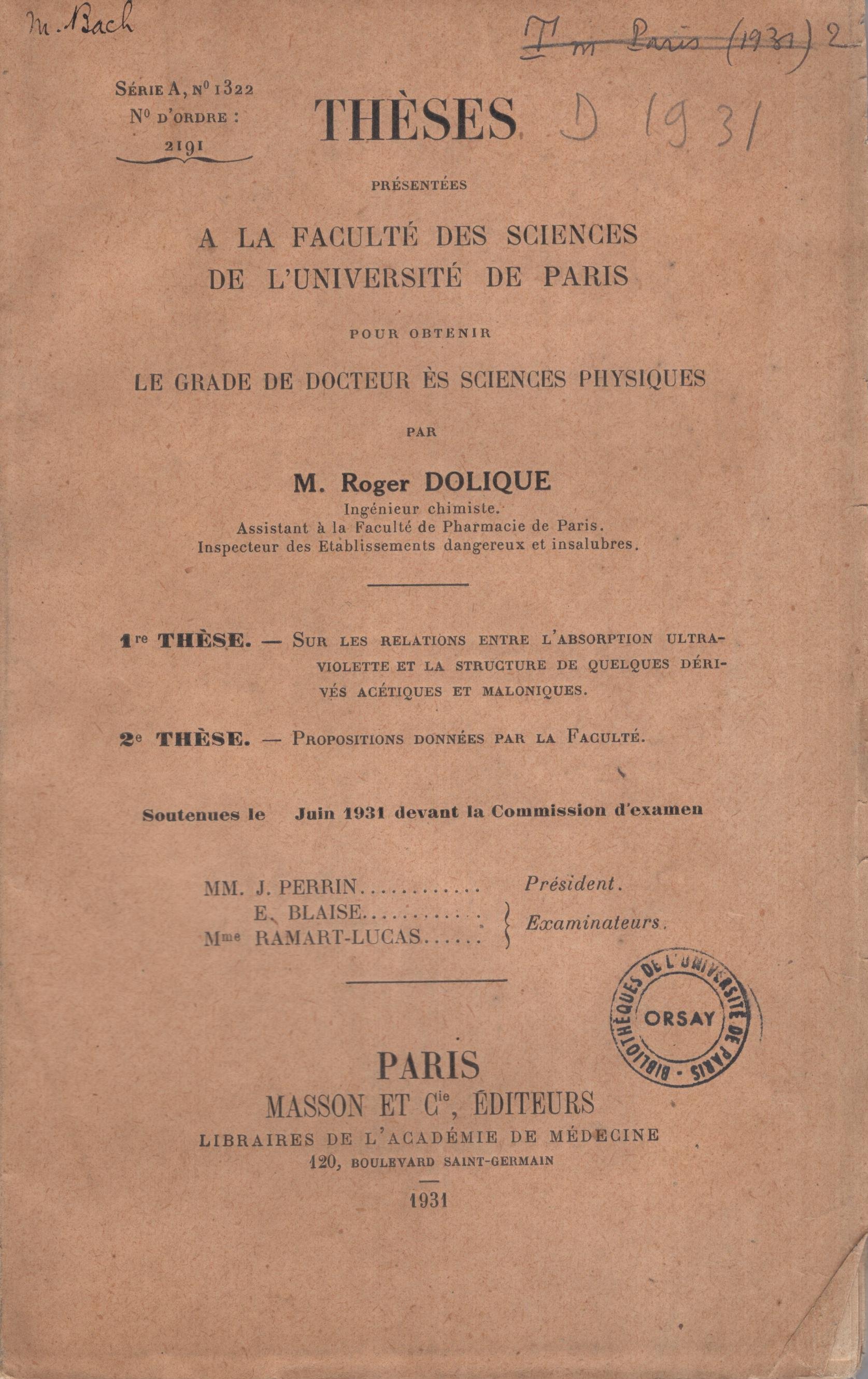 Sur les relations entre l'absorption ultra-violette et la structure de quelques dérivés ...