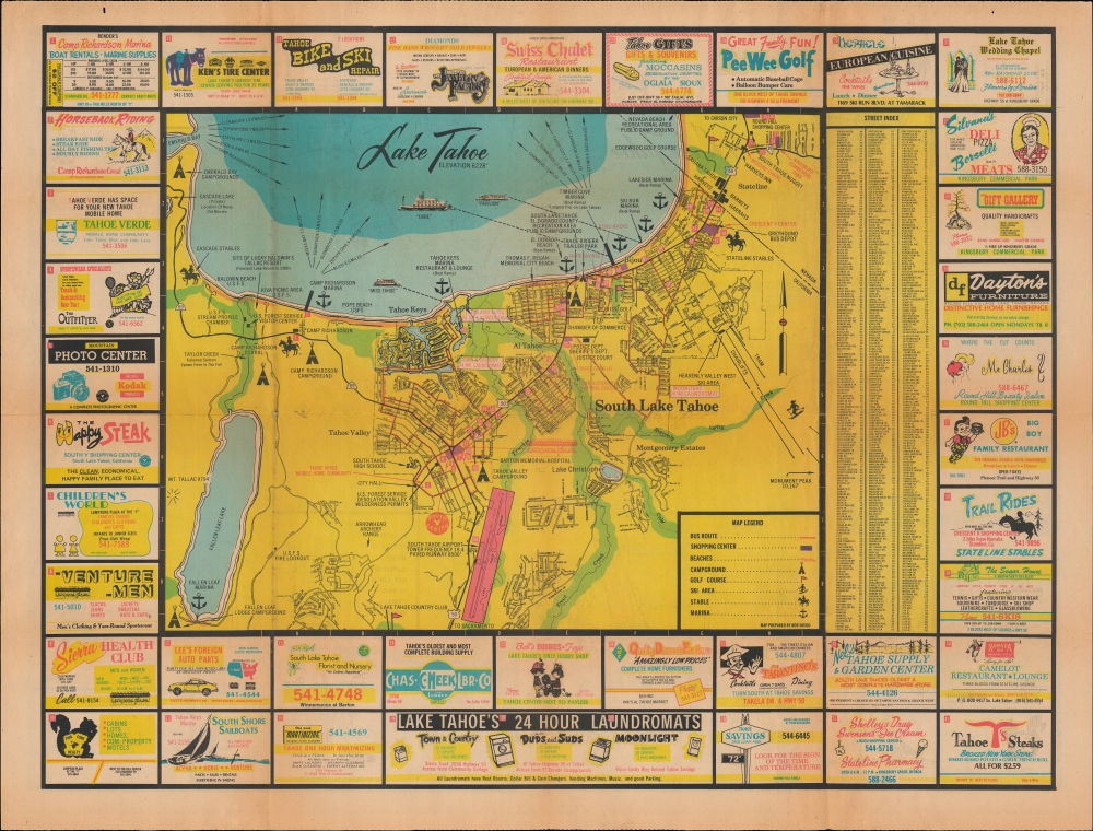 Lake Tahoe Elevation 6228' / South Lake Tahoe. by 1975 Shedd Pictorial ...