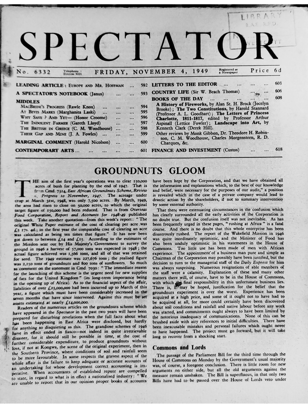 The Spectator Friday, November 4, 1949 / Wilson Harris "Europe And Mr ...