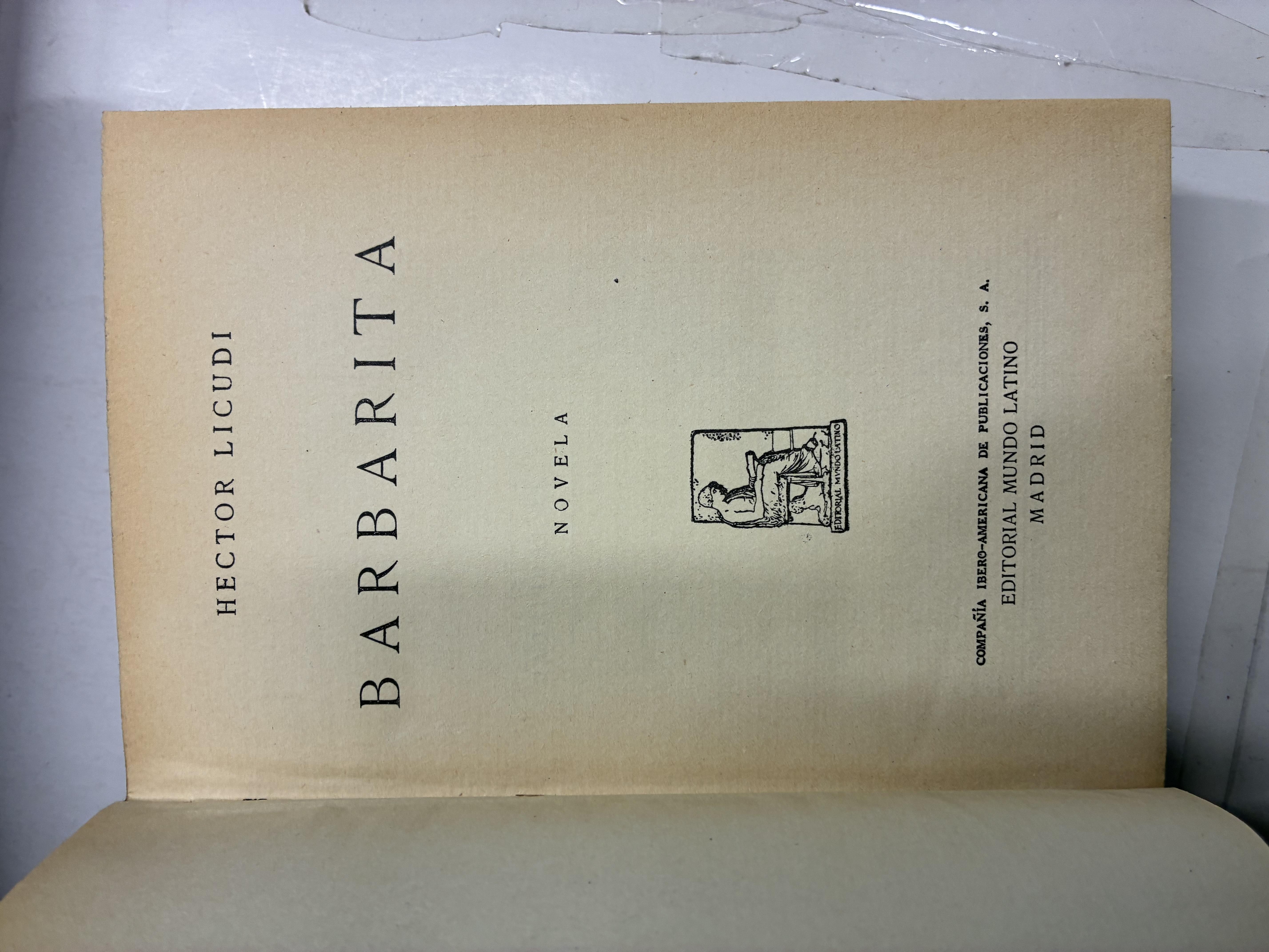 BARBARITA. by HÉCTOR LICUDI.: Bien Encuadernación de tapa dura (1929 ...